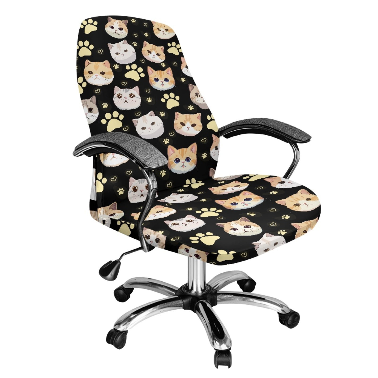 Renewold Cat Paw Black Office Chair Cover Rotating Chair Cover ...