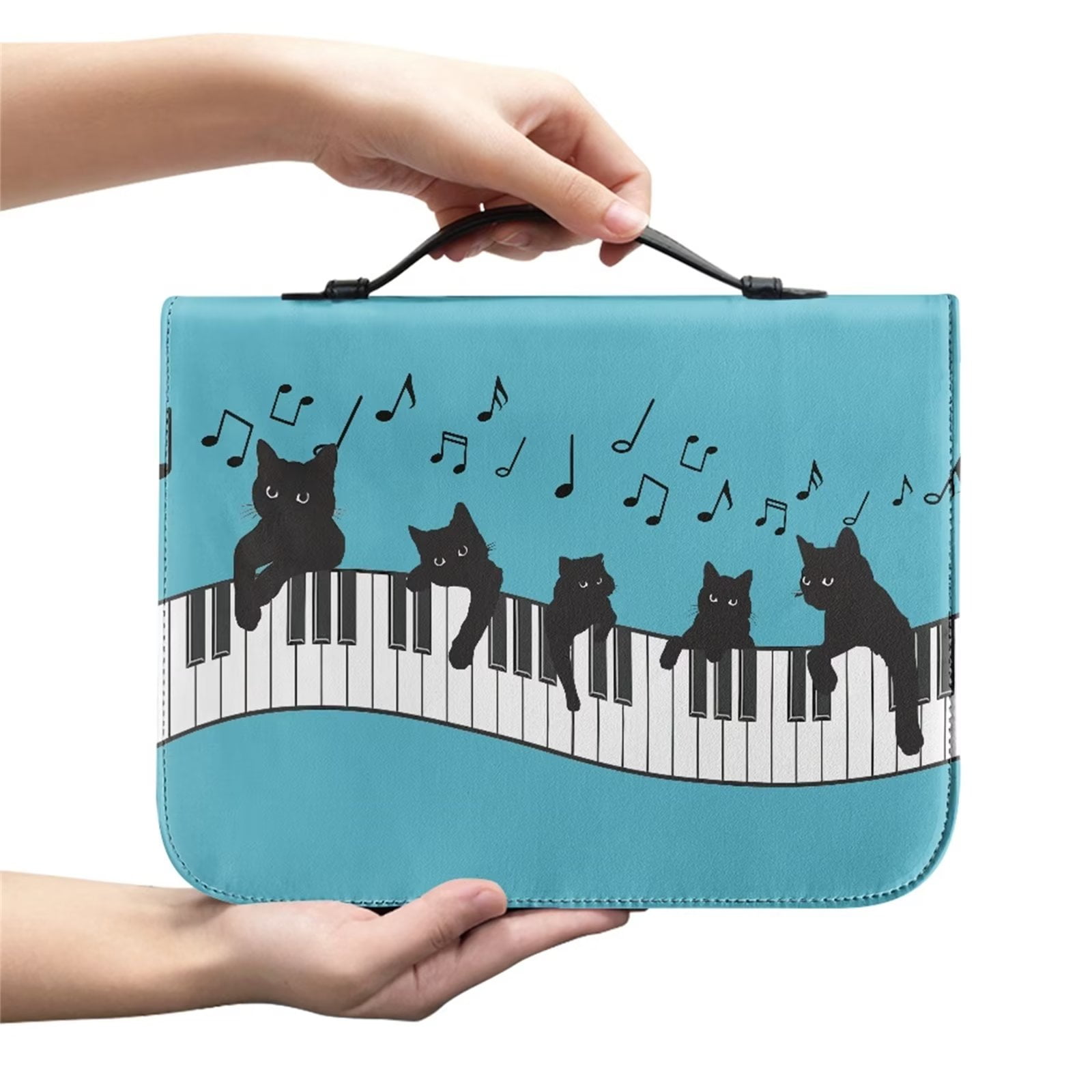 Renewold Cat Piano Key Notes Bible Cover PU Leather for Women Bible ...