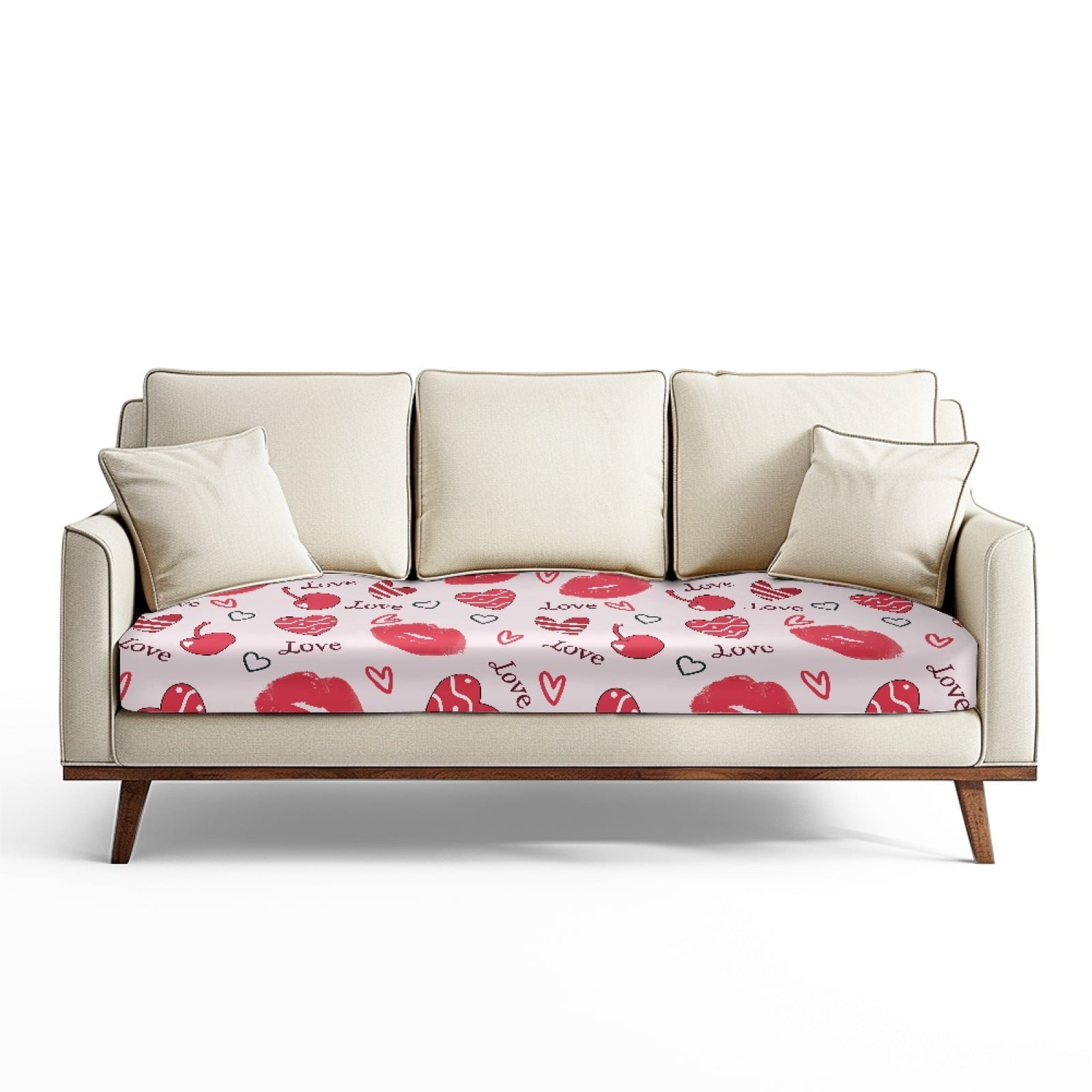 Renewold Cherry Heart Love Lips Couch Seat Cover Sofa Seat Slipcover ...