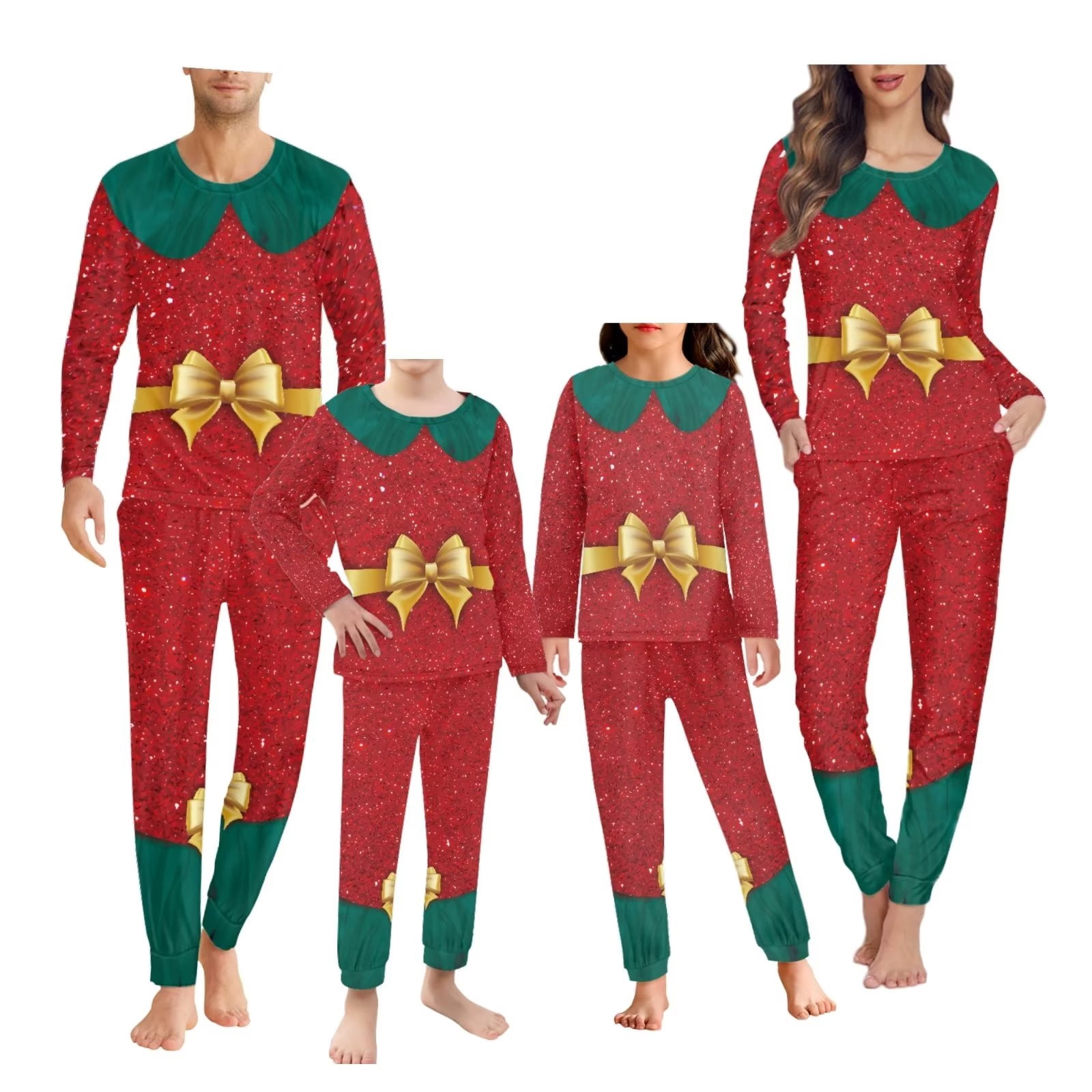 Renewold Christmas Family Pajamas for Women Plus Size XS Elf Bow ...