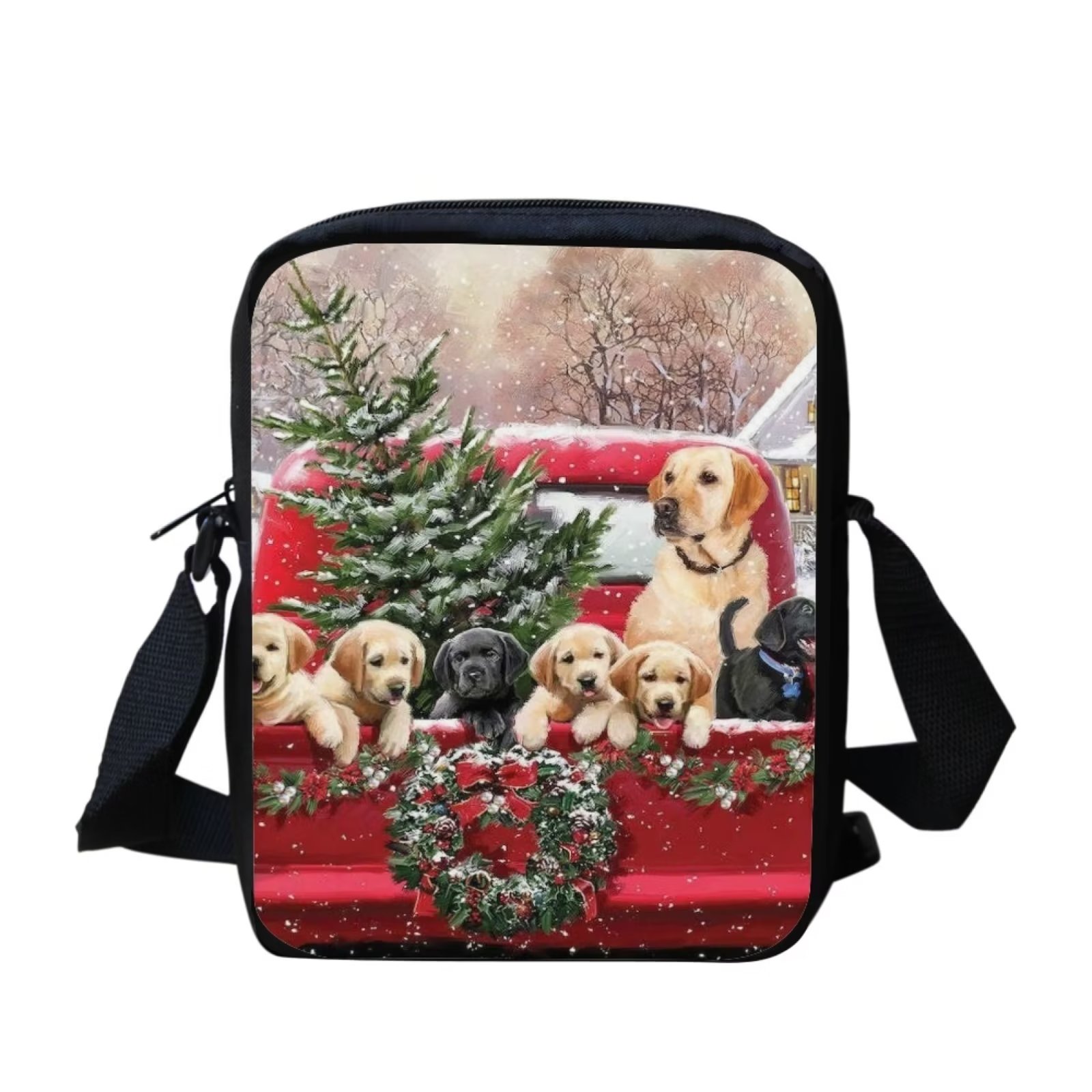 Renewold Christmas Struck Dog Zip Shoulder Bag Women Lightweight Tote ...