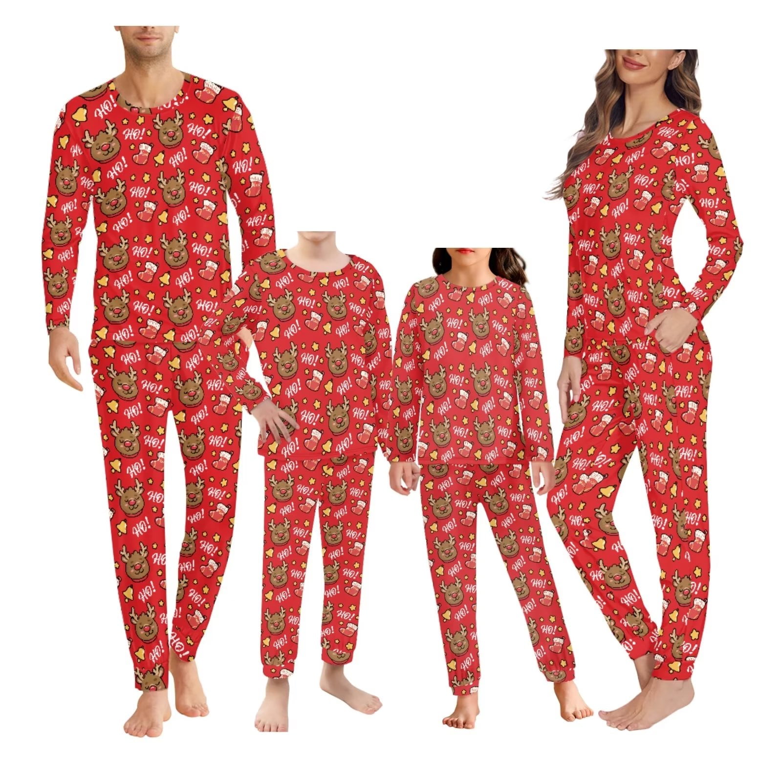 Renewold Christmas Theme Sleepwear Pants Set of 2 HO-HO-HO Reindeer ...