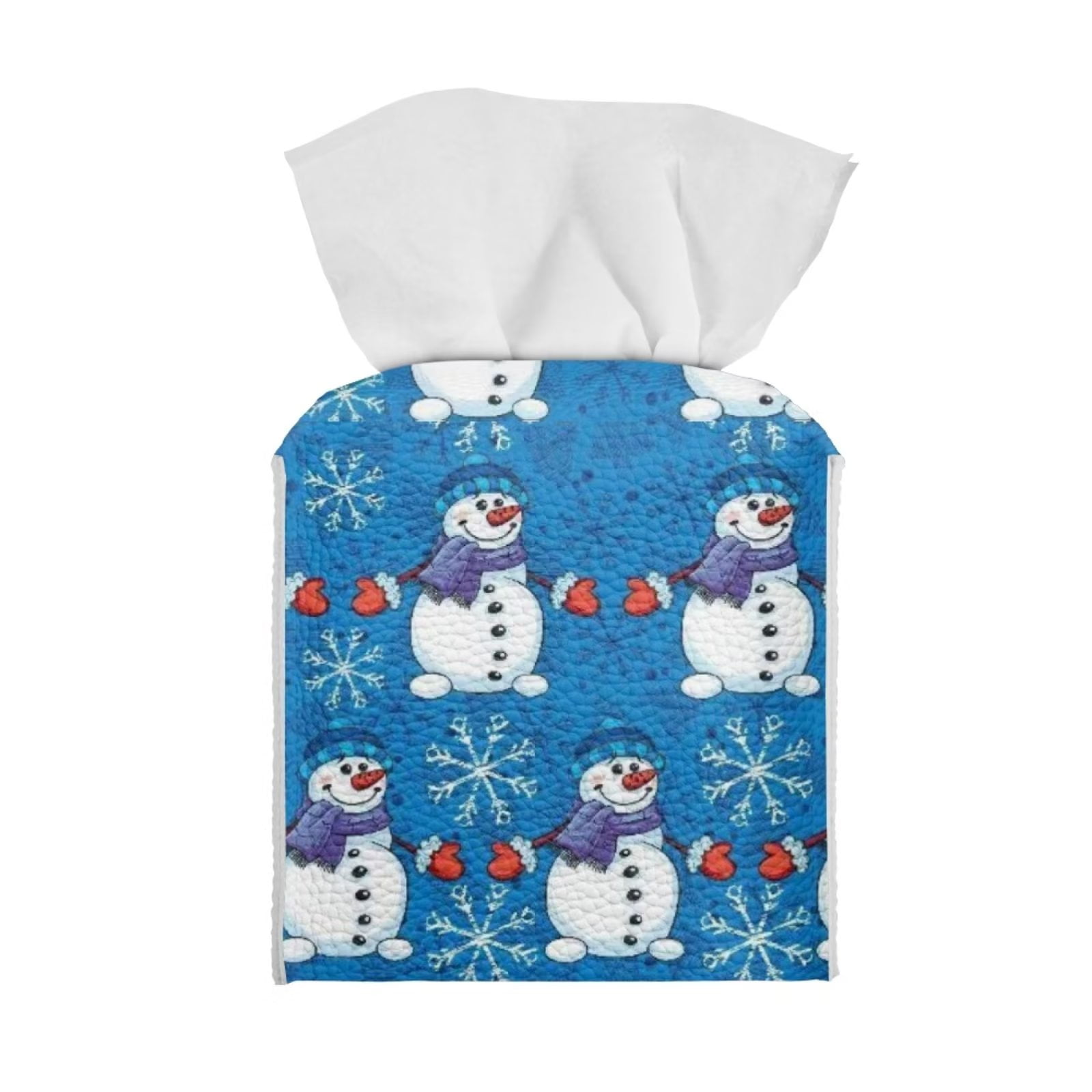 Renewold Christmas Tissue Box Cover Cute Snowman Snowflake PU Leather ...