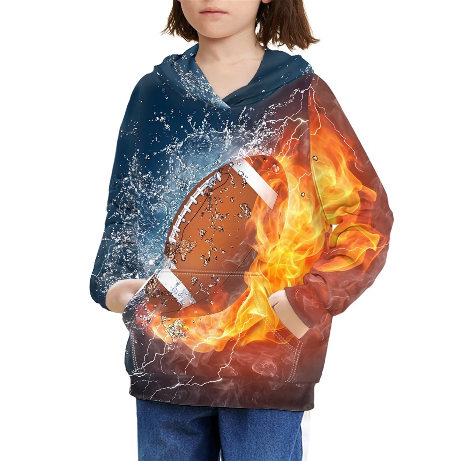 Renewold Cool Fire Rugby Sweatshirt Hoodie for Boys 14-16 Pullover ...