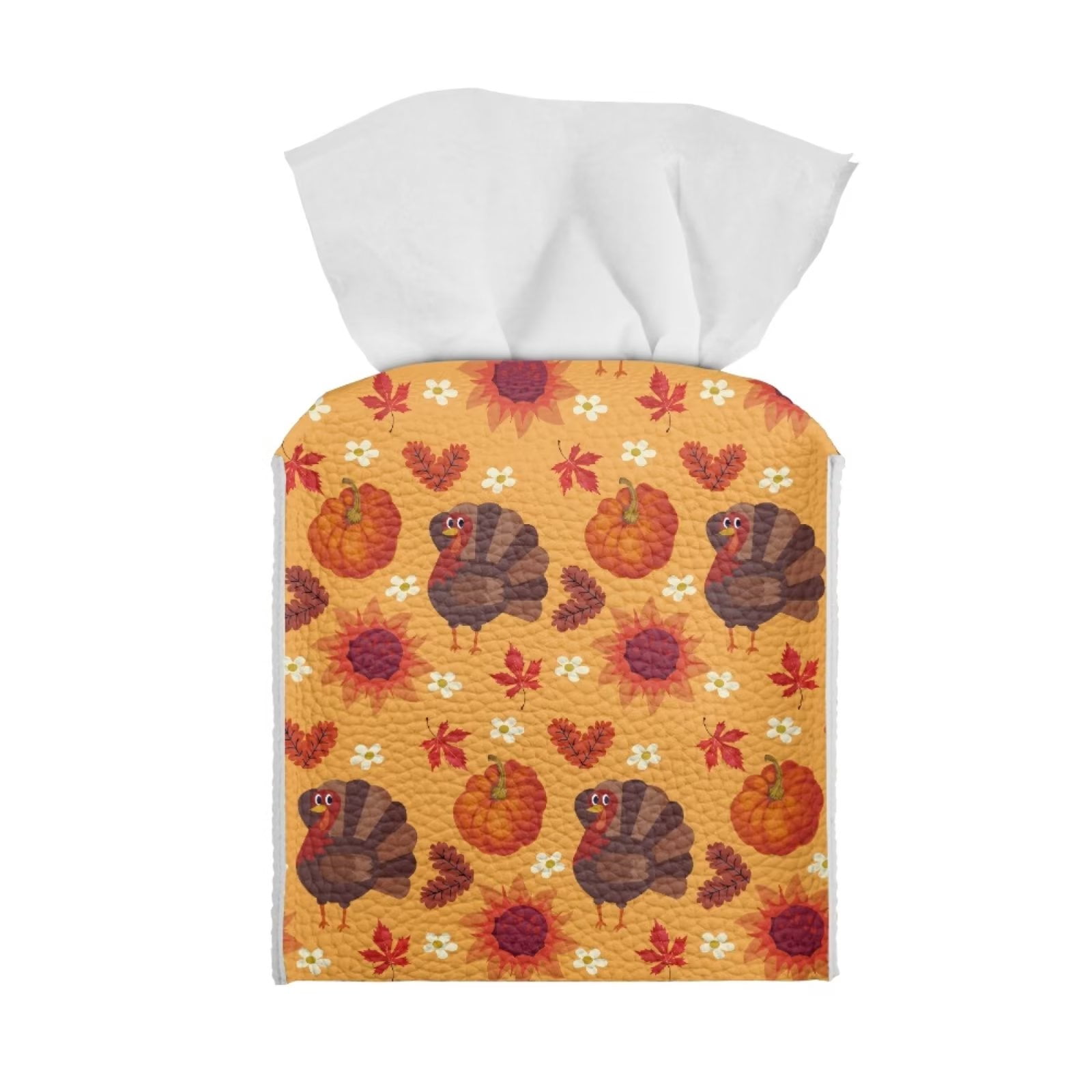 Renewold Cube Tissue Box Thanksgiving Theme Decor PU Leather Tissue ...