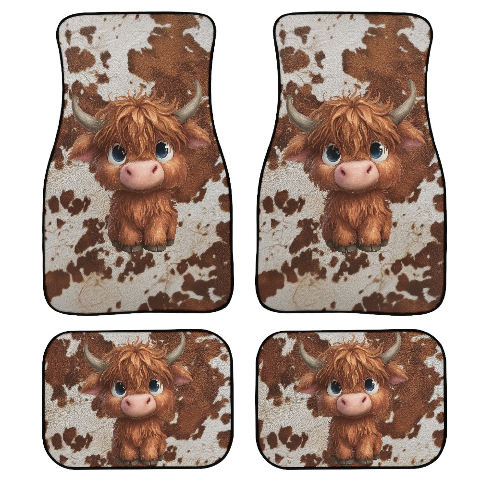 Renewold Cute Highland Cow Brown Car Floor Mats 4 Pieces Universal Fit ...