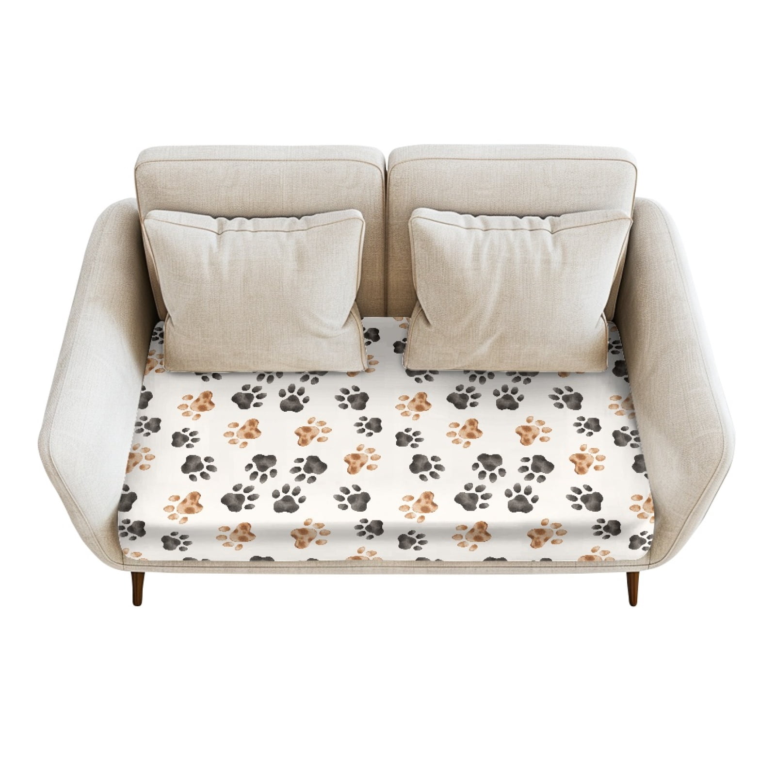 Renewold Cute Paw Print Beige Couch Seat Cover Sofa Seat Slipcover ...