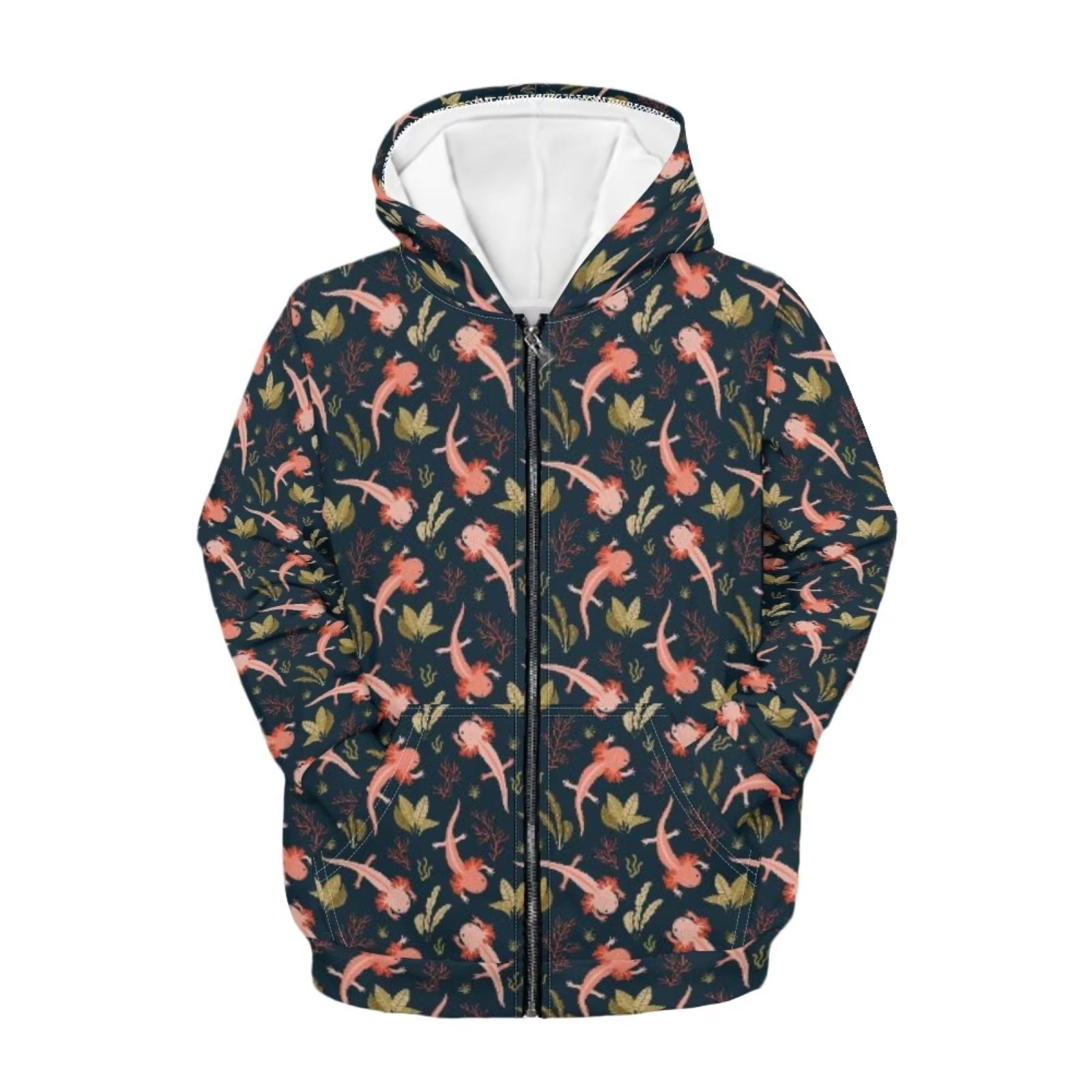Renewold Cute Zip Up Hoodies for Girl Sportwear Axolotl Kids Sweatshirts Unisex Fall Coat ...