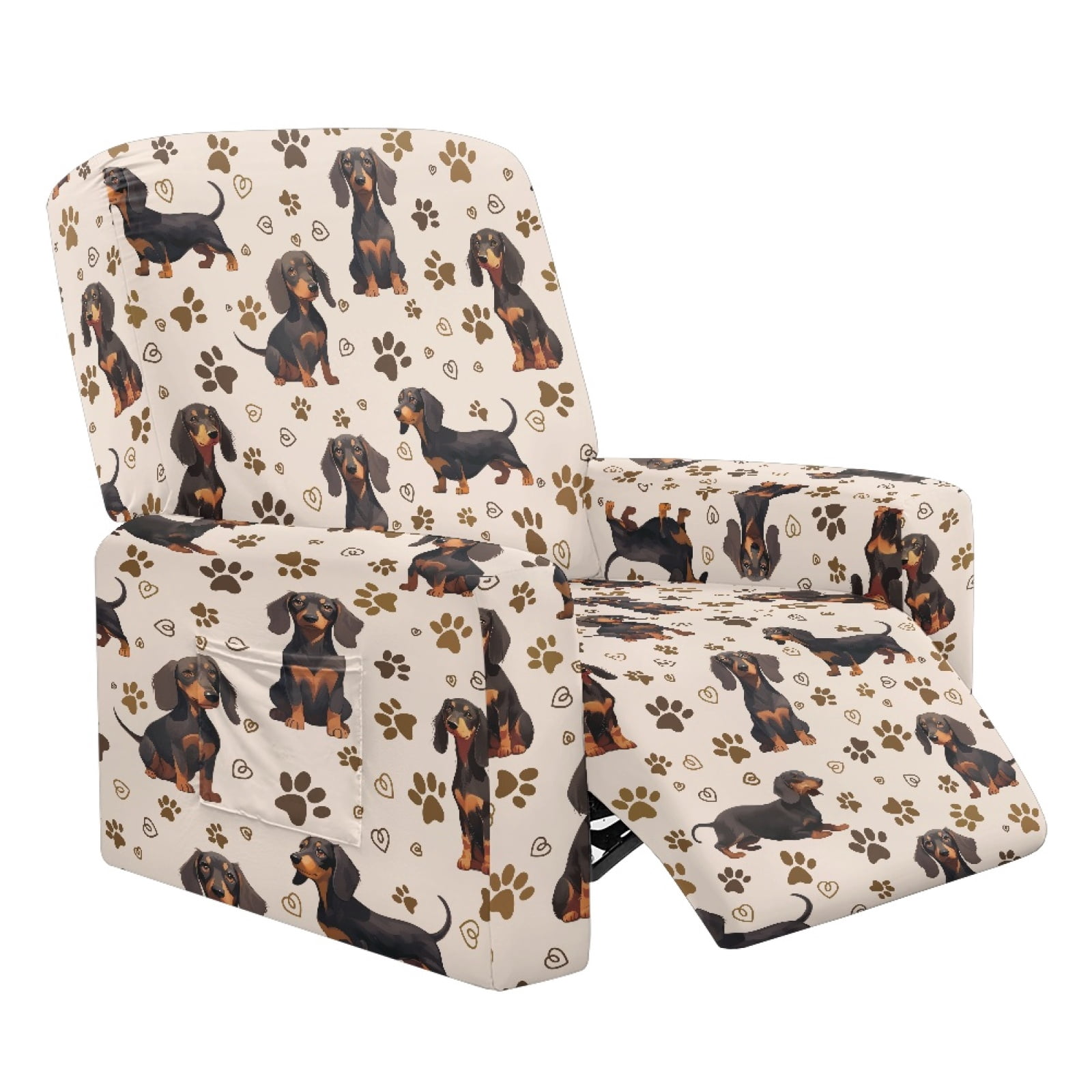 Renewold Dachshund Paw Beige Recliner Cover 4 Pieces Dog Puppy ...