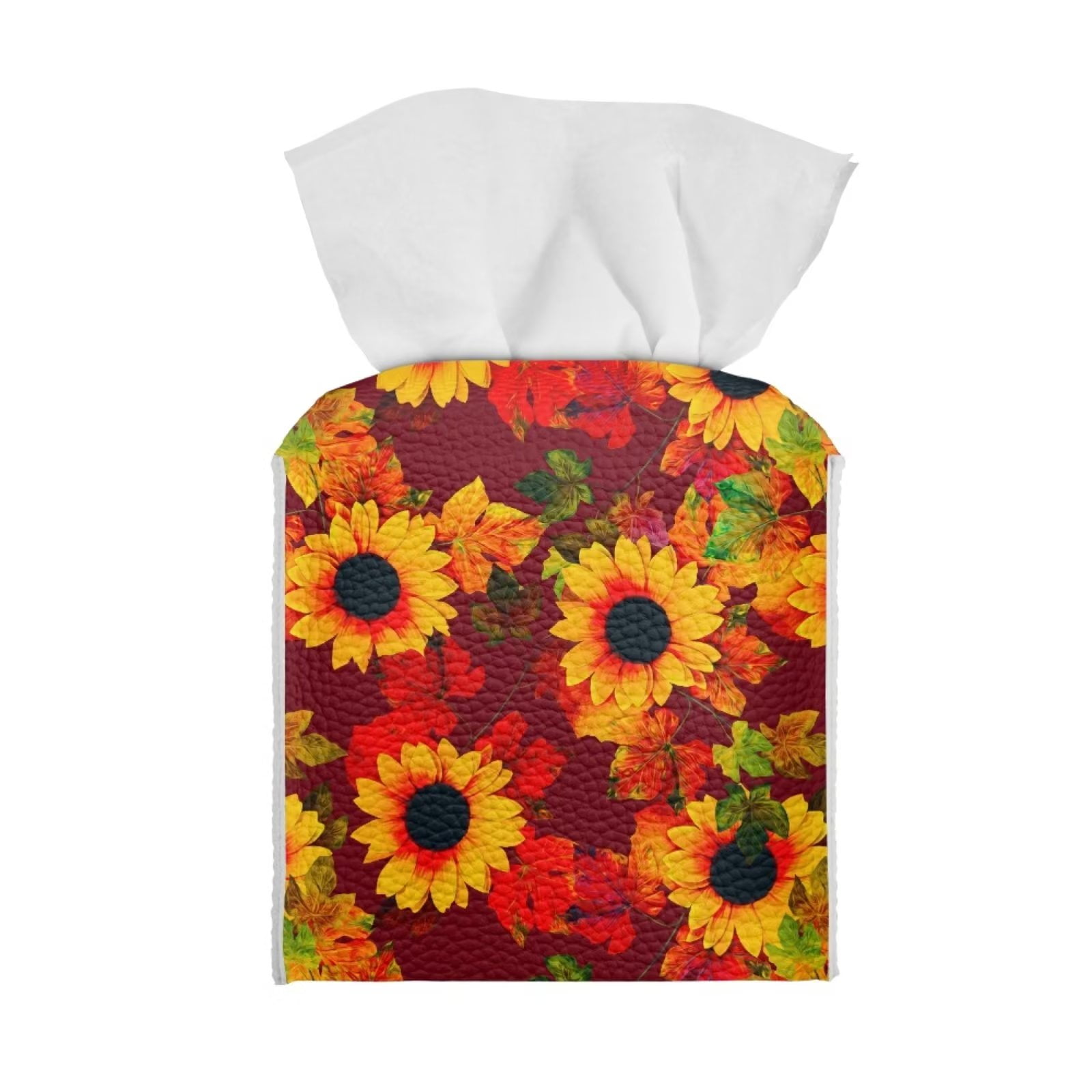 Renewold Fall Sunflowers PU Leather Square Tissue Box Cover Modern ...