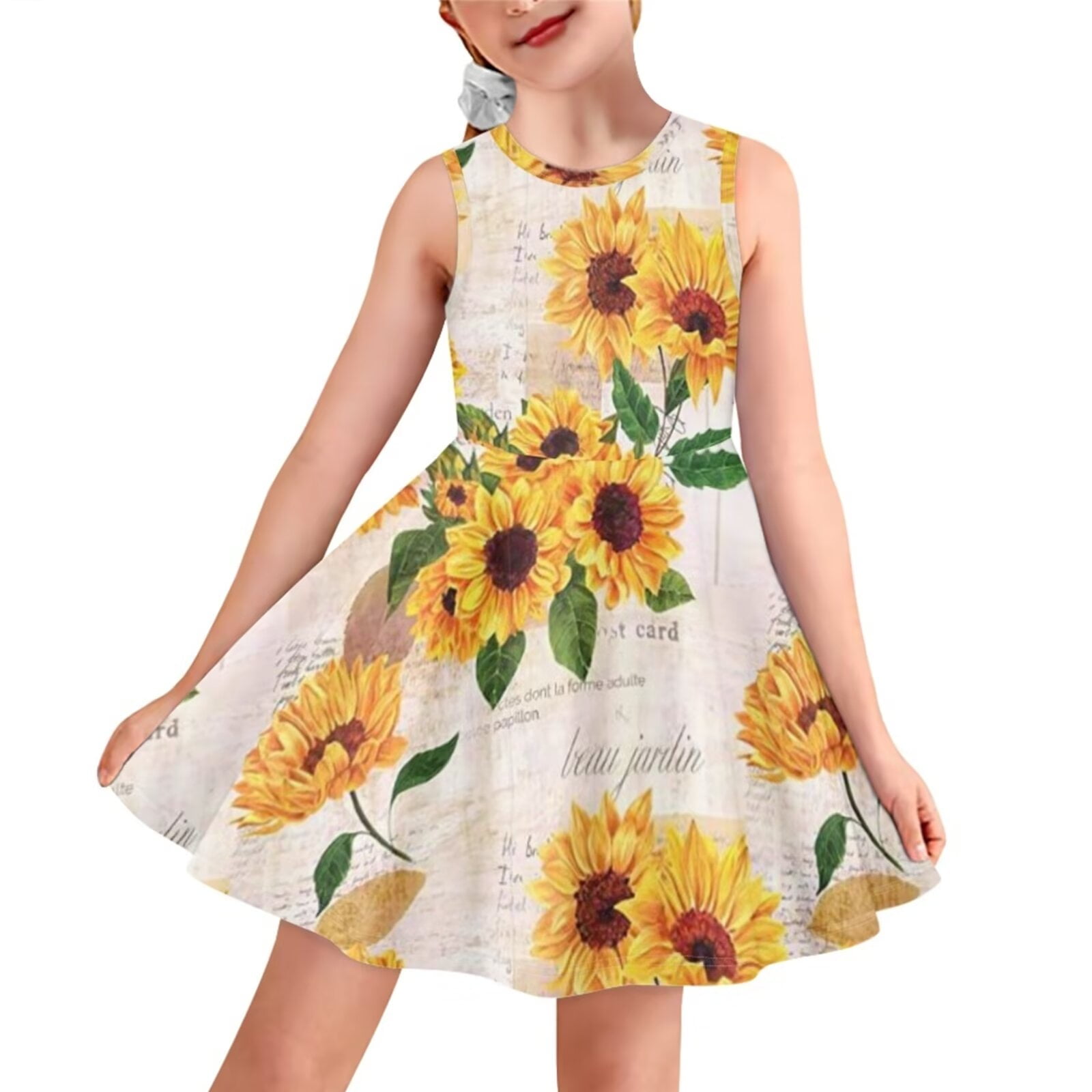 Renewold Fall Sunflowers Sleeveless Party Dress Spring Summer A Line ...