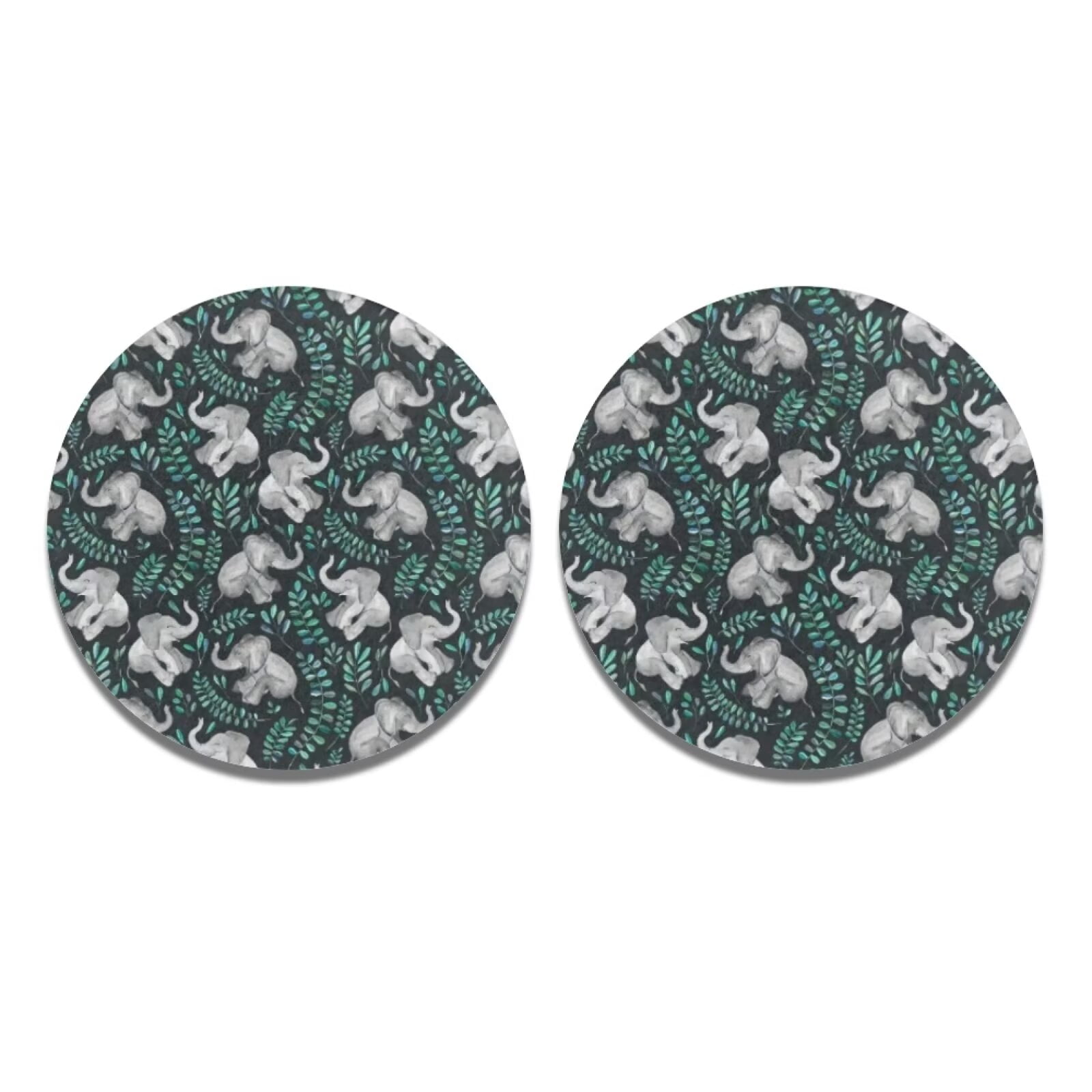 Renewold Flexible Car Coasters for Car Cup Holders Elephants Leaves Car ...