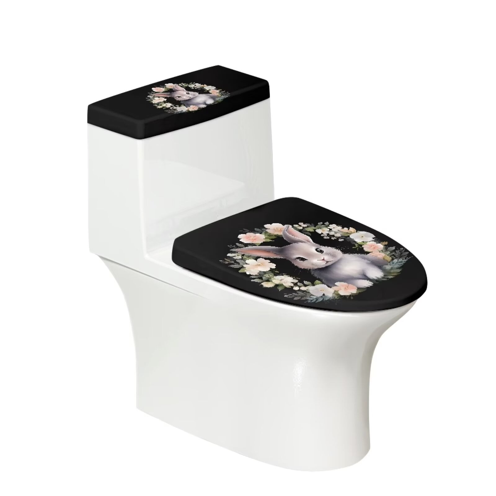 Renewold Floral Rabbit Toilet Lid Cover Set 2 Piece Durable Toilet Lid ...