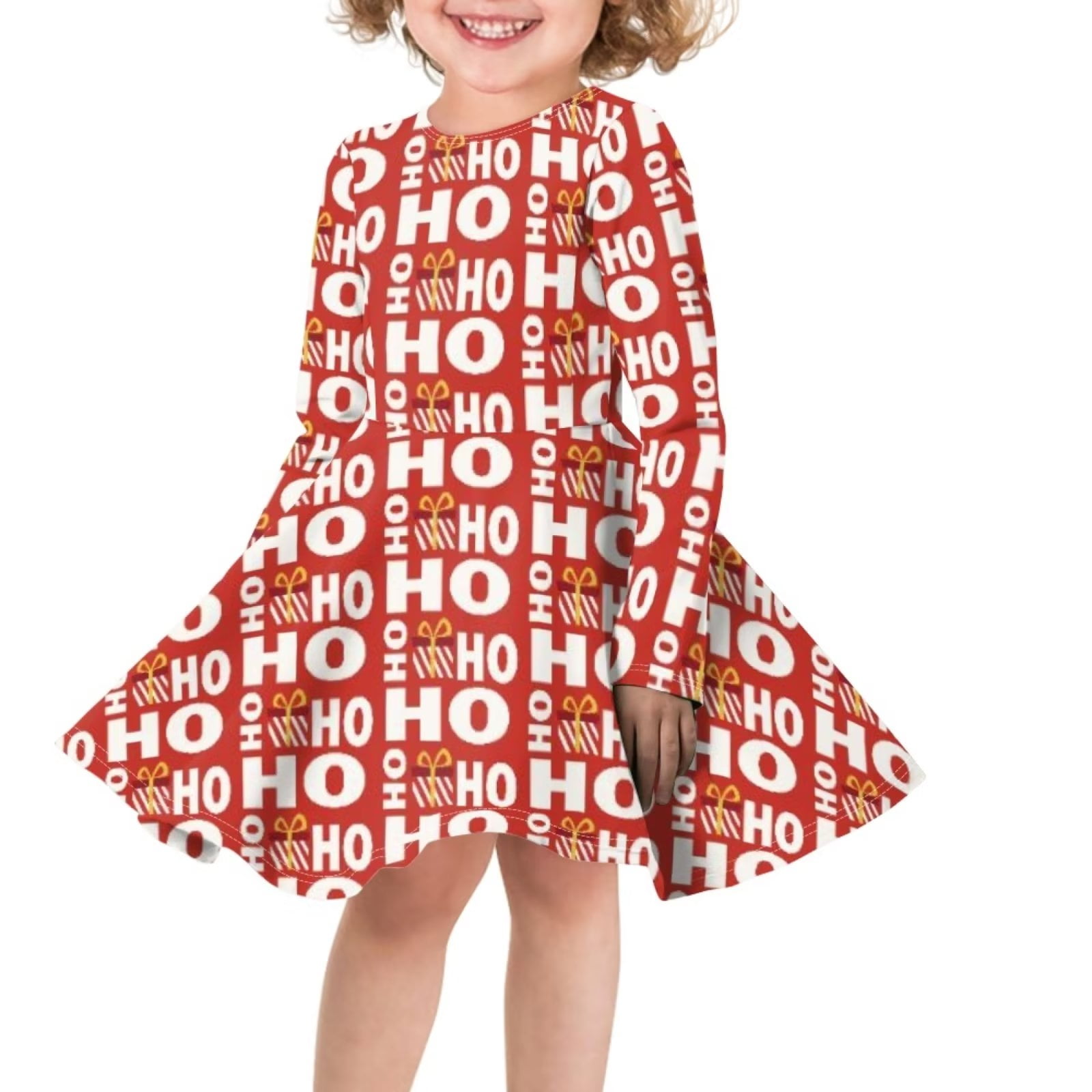 Renewold Girls HO-HO-HO Graphic Twirly Skater Dress for Birthday ...