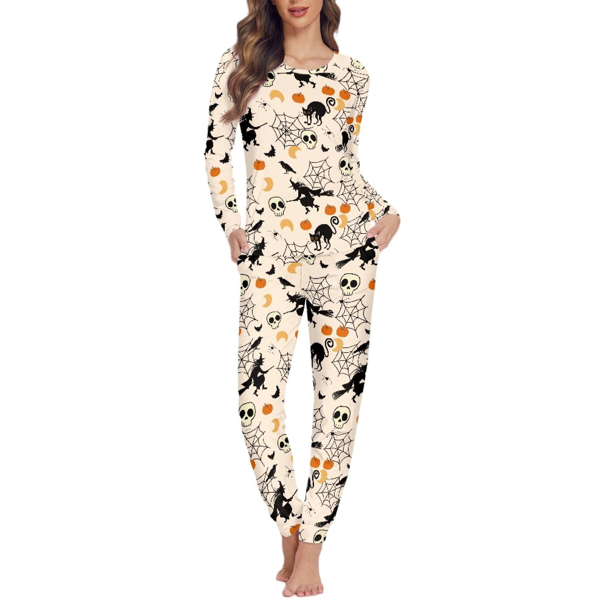 Renewold Halloween Witch Pajamas Halloween Pjs Women Sets 2 Piece ...