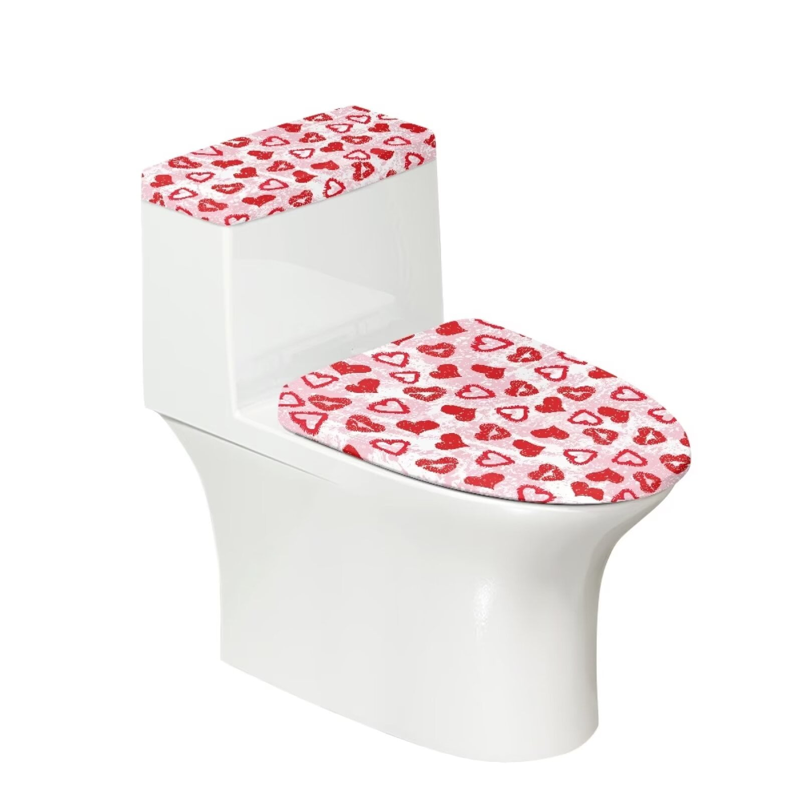 Renewold Hearts Print Kiss Lips Toilet Cover Sets for Bathroom 2 Pieces ...