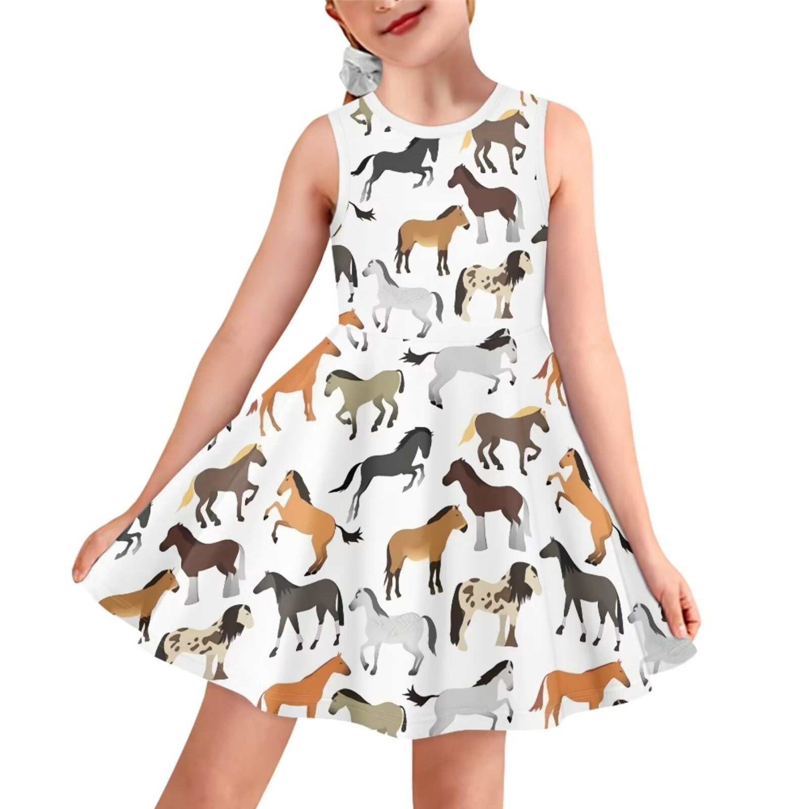 Renewold Horse Theme Sleeveless A Line Dress Casual Summer Play Dress ...