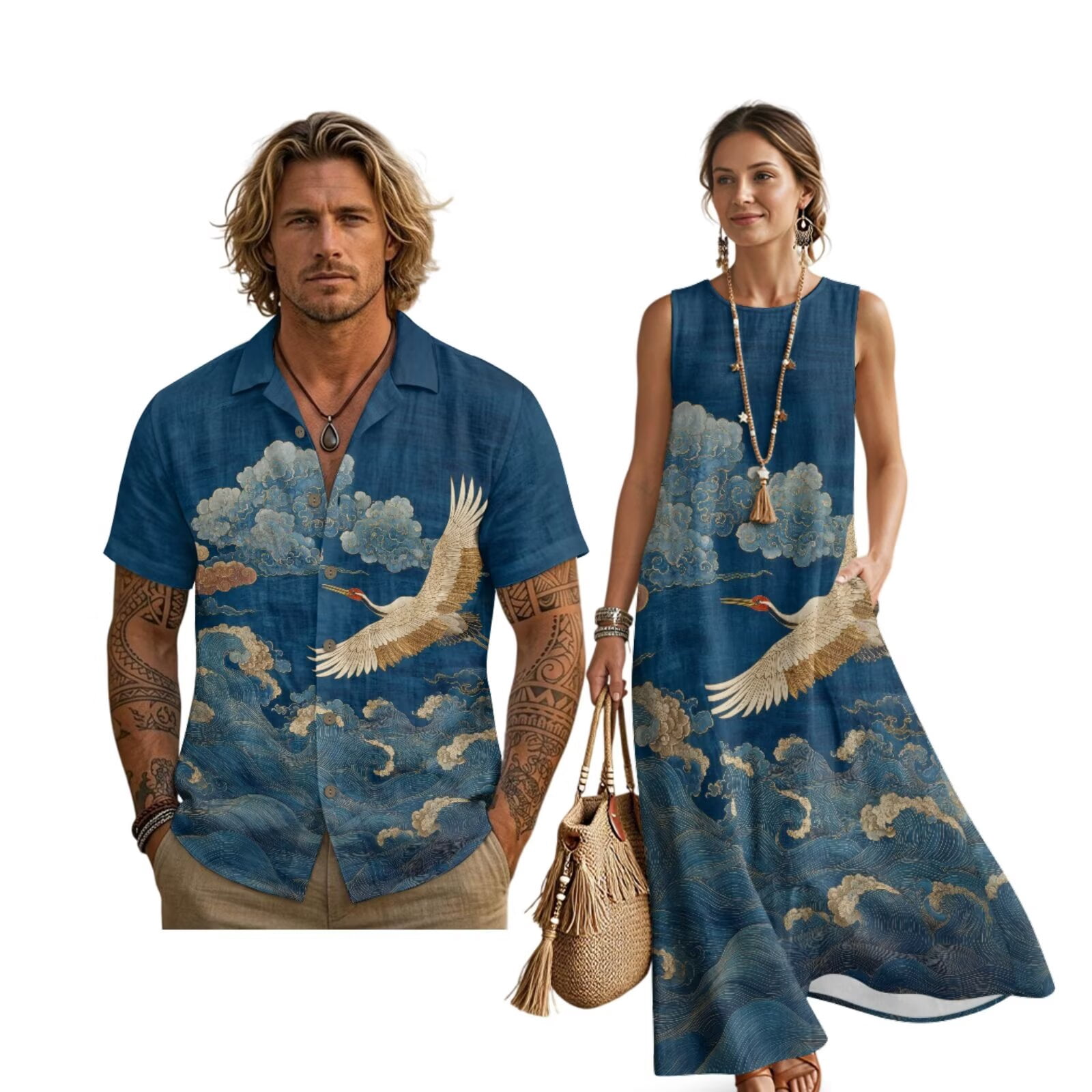 Renewold Japan Aesthetic Matching Outfits for Couples Button-Down Men ...