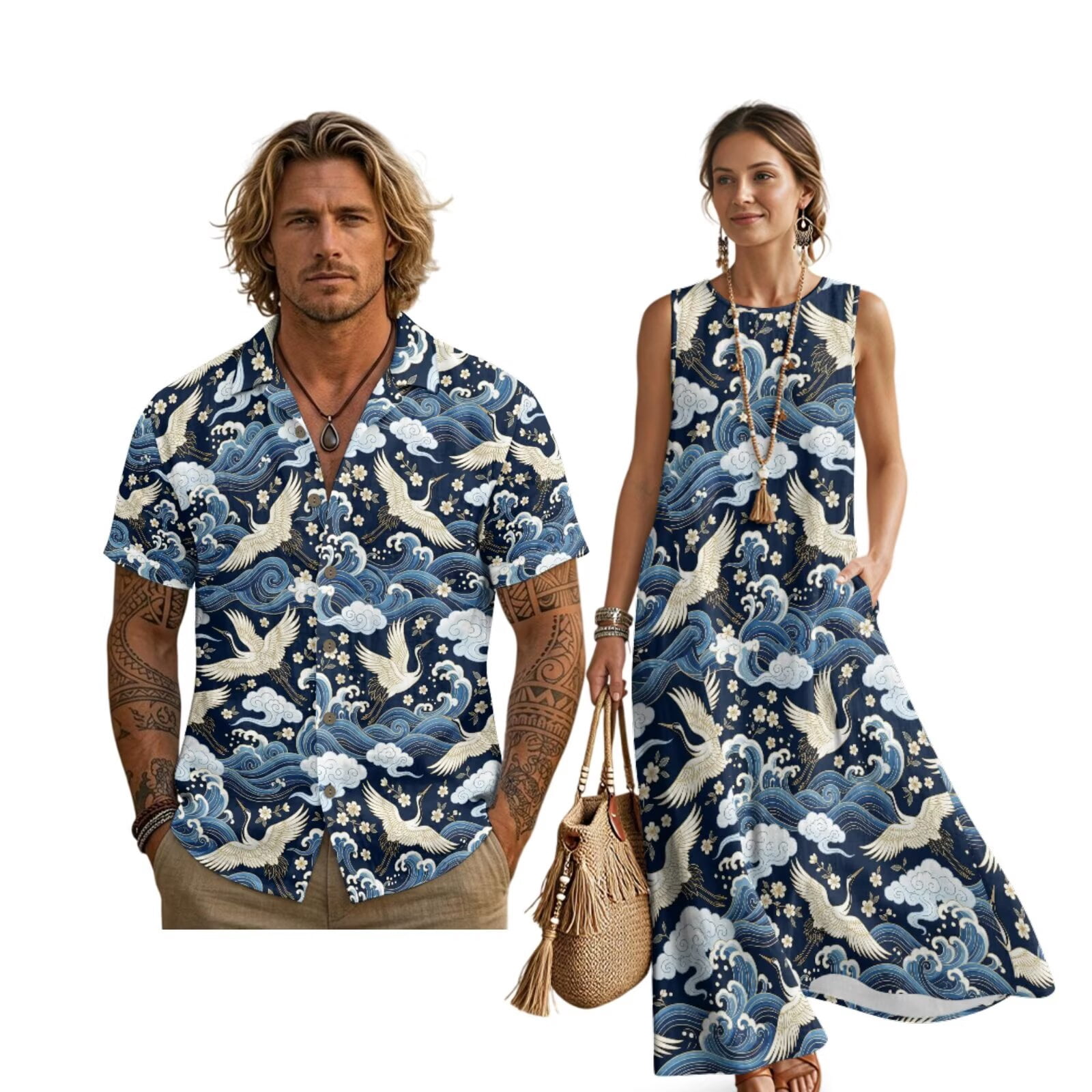 Renewold Japanese Graphic Couple Outfits Summer Dresses for Women 2026 ...
