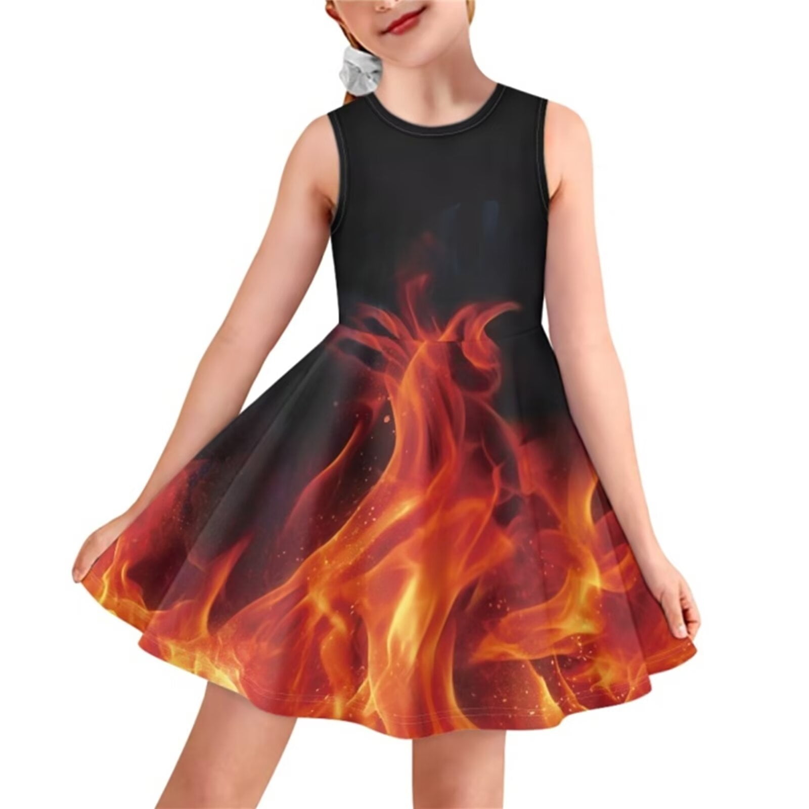 Renewold Kids Fire Print Party Tank Dresses Size 15-16 Years ...