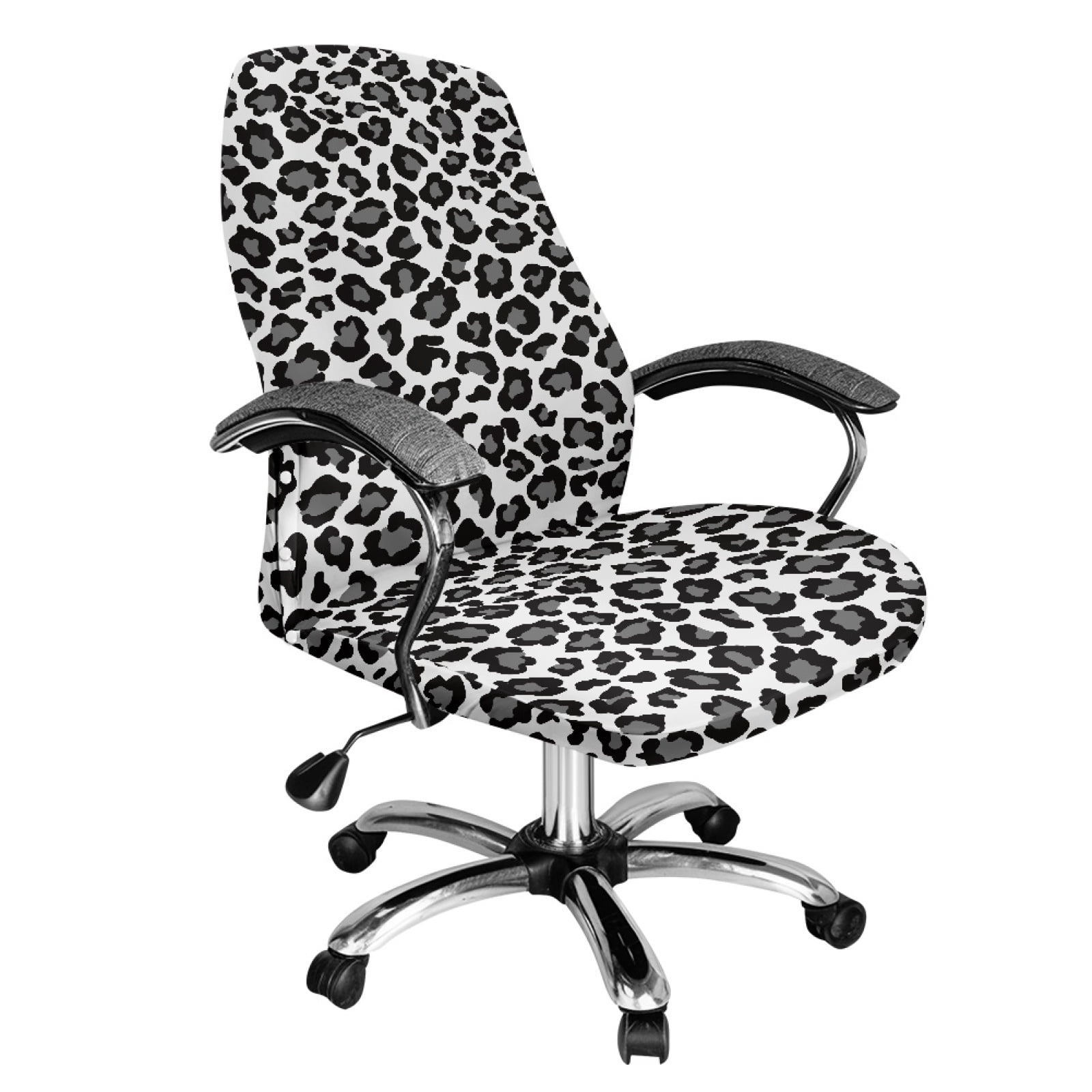 Renewold Leopard Print Grey White Stretchable Office Chair Cover for ...