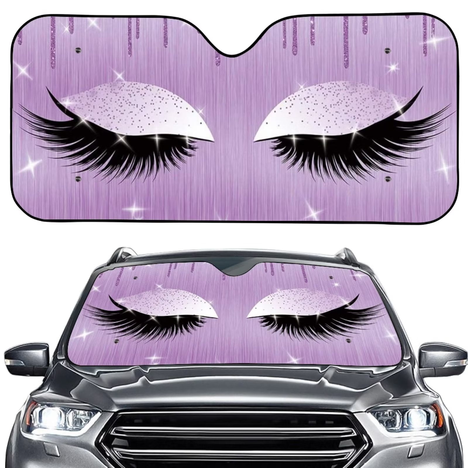 Renewold Light Purple Eyes Glitter Windshield Car Sun Shade for Car SUV ...