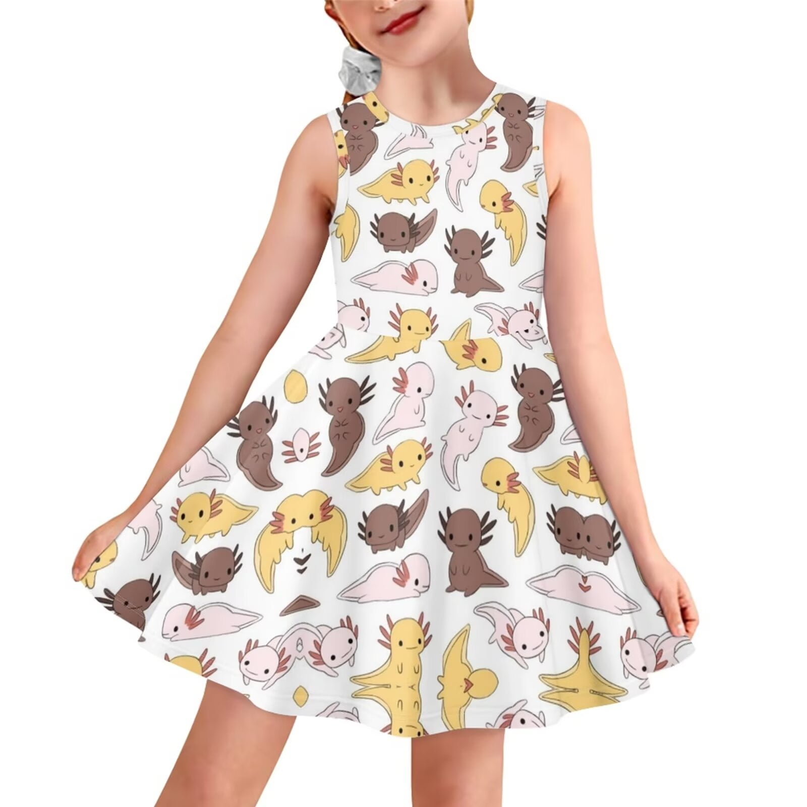 Renewold Lovely Axolotl Sleeveless Dress for Kids Girls 9-10 Years Old ...