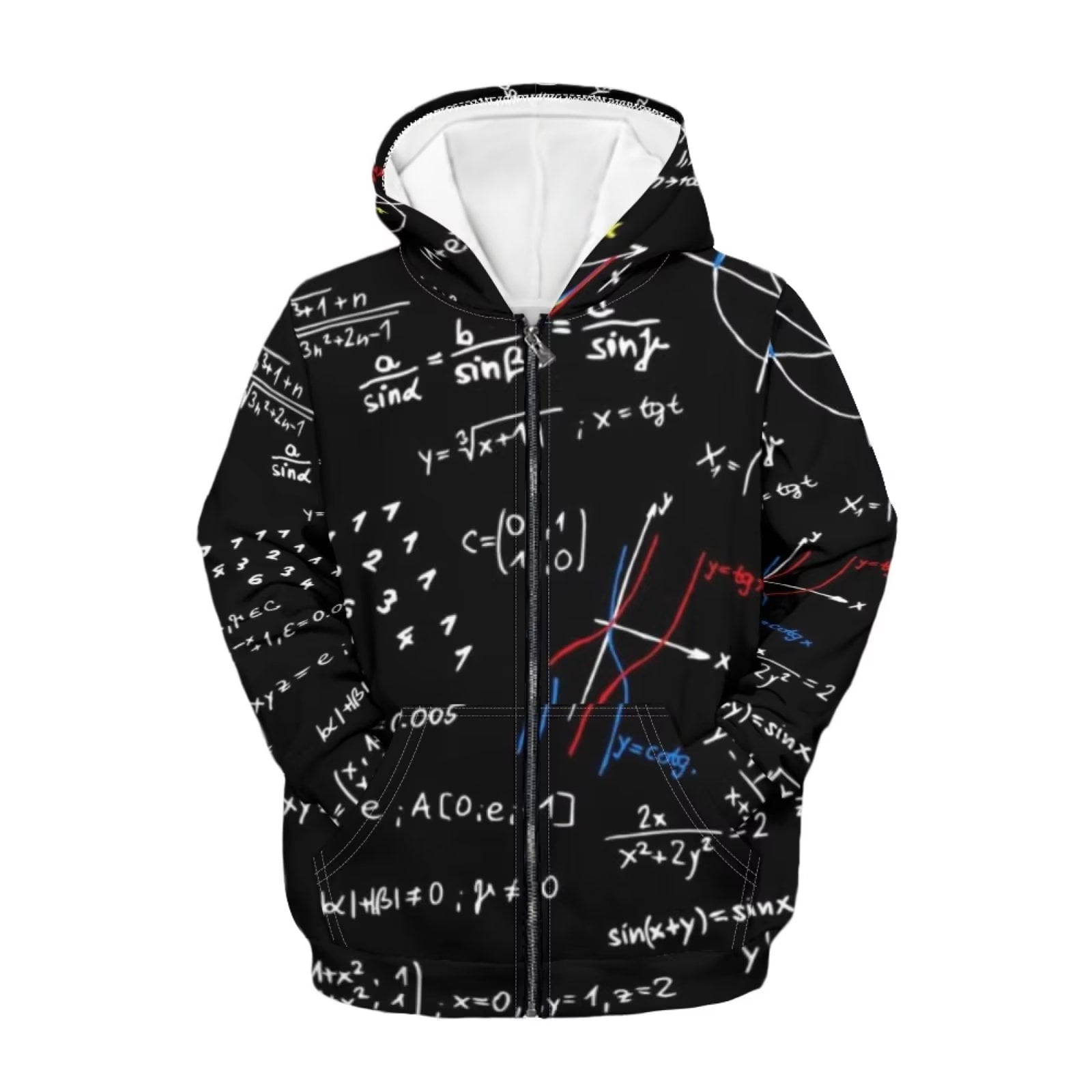 Renewold Math Theme Full Zip Hoodie Comfy Sweatshirt Streetwear for ...