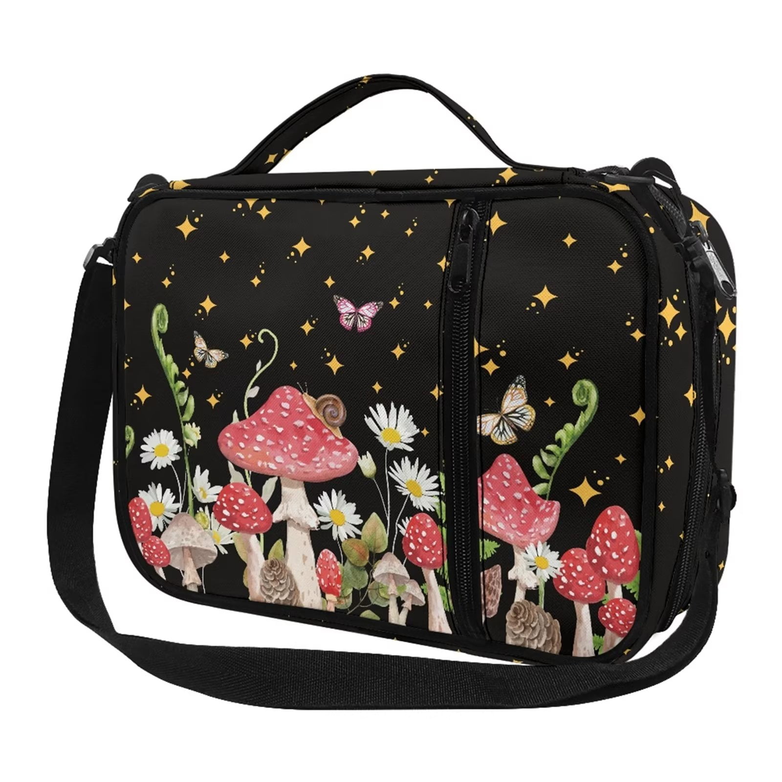 Renewold Mushroom Aesthetic Bible Case with Shoulder Strap for Women Daisy Star Church Handbag ...