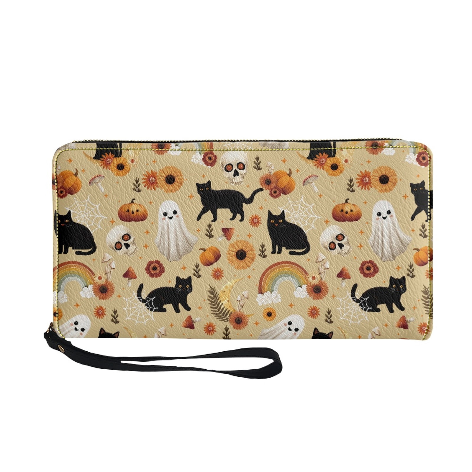 Renewold PU Leather Wallet with Wrist Strap for Women Zipper Closure ...