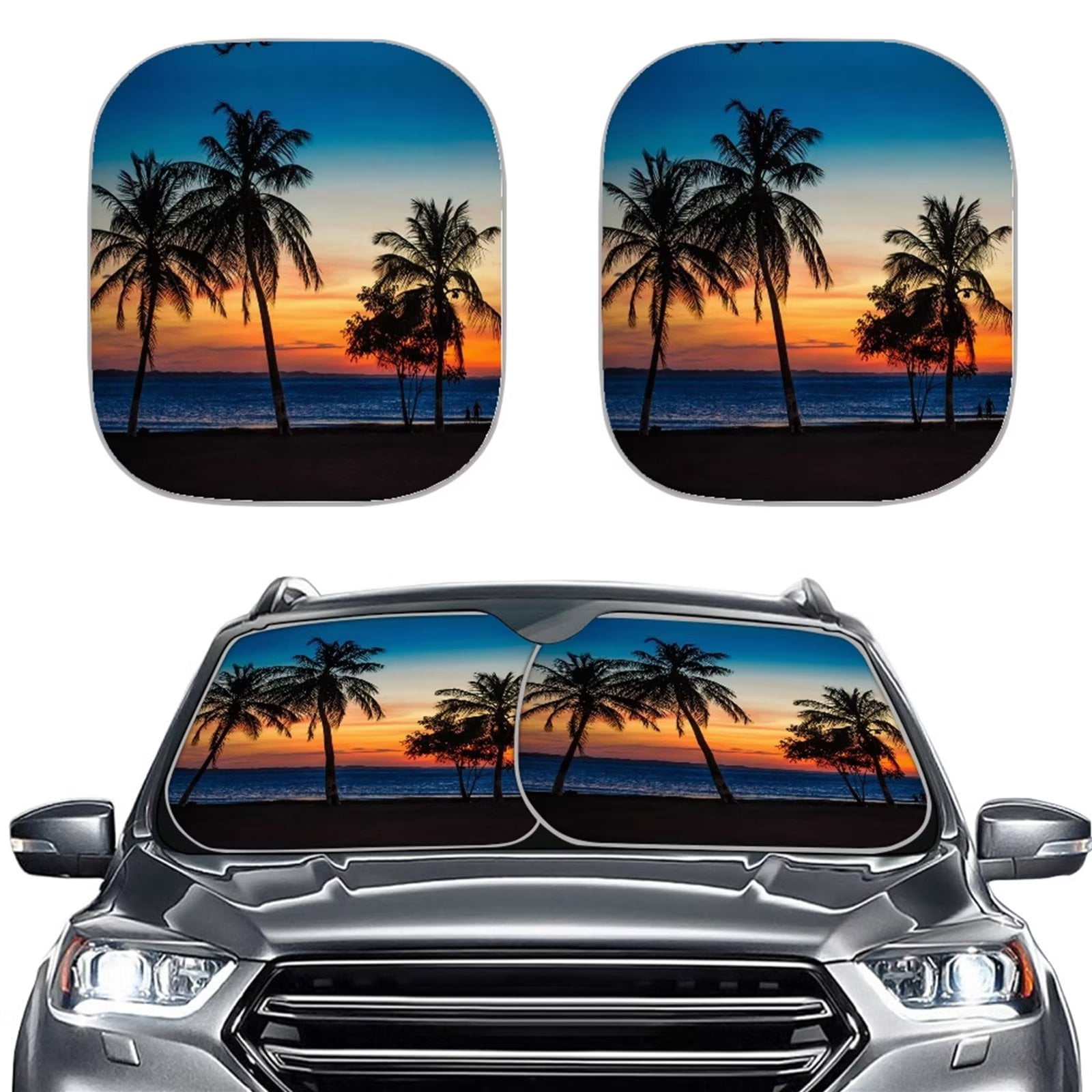 Renewold Palm Tree Car Sunshade, 2 Pcs, UV Protection, Auto Heatshield ...