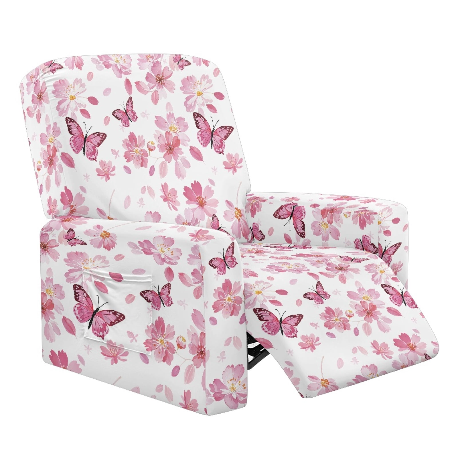 Renewold Pink Butterfly Floral Recliner Seat Cover Washable Lazy Boy ...