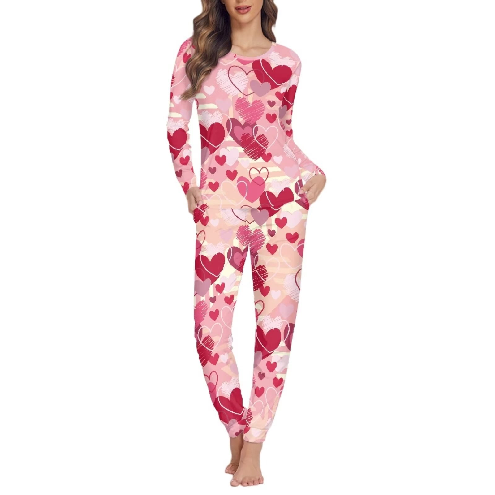 Renewold Pink Hearts Pajamas for Women Size L Valentine's Day Gifts 2 ...