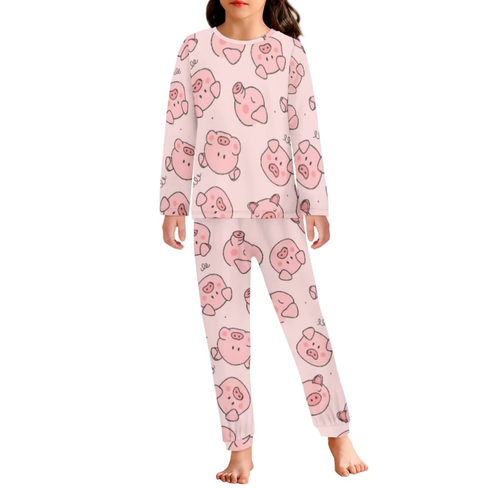Renewold Pink Pig Pajamas for Teens Girls 5-6 Warm Long Sleeve ...