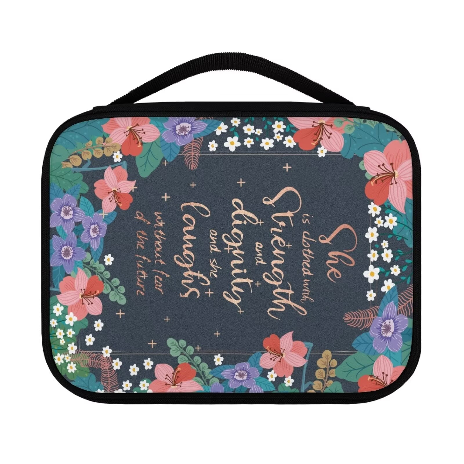 Renewold Portable Bible Bags for Women Purple Pink Floral Handbag Large ...