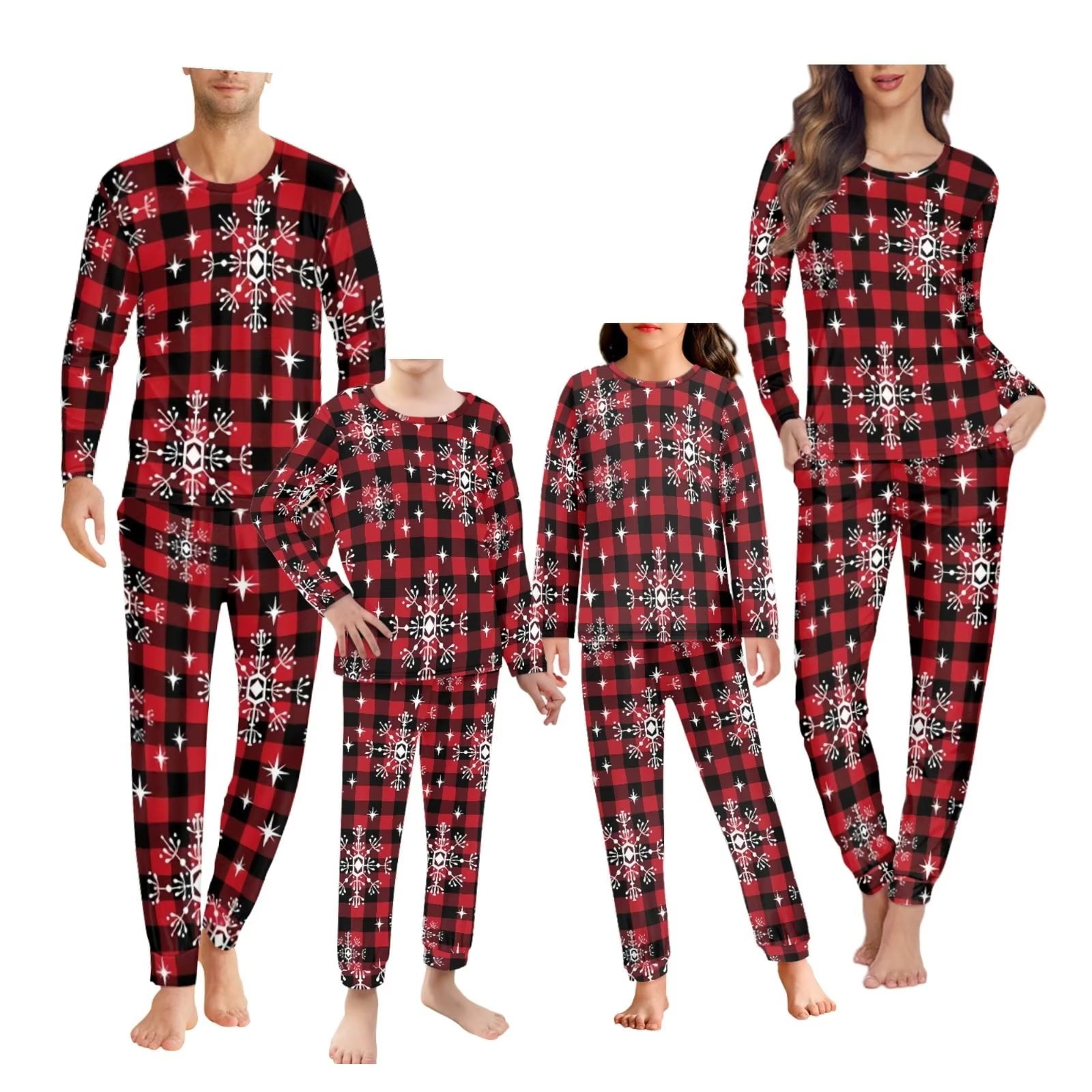 Renewold Red Black Buffalo Grid Family Christmas Pajamas Matching Sets ...