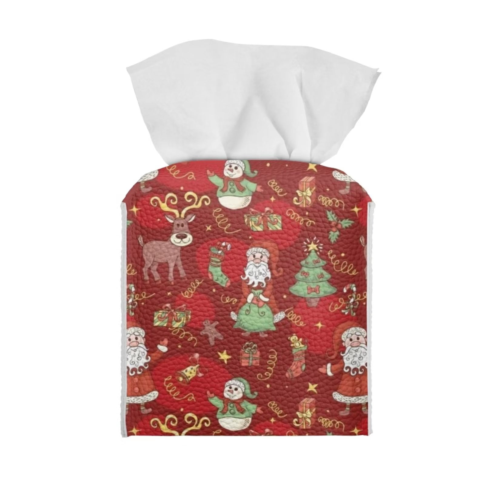 Renewold Reindeer Santa PU Leather Tissue Box Cover Christmas Theme ...
