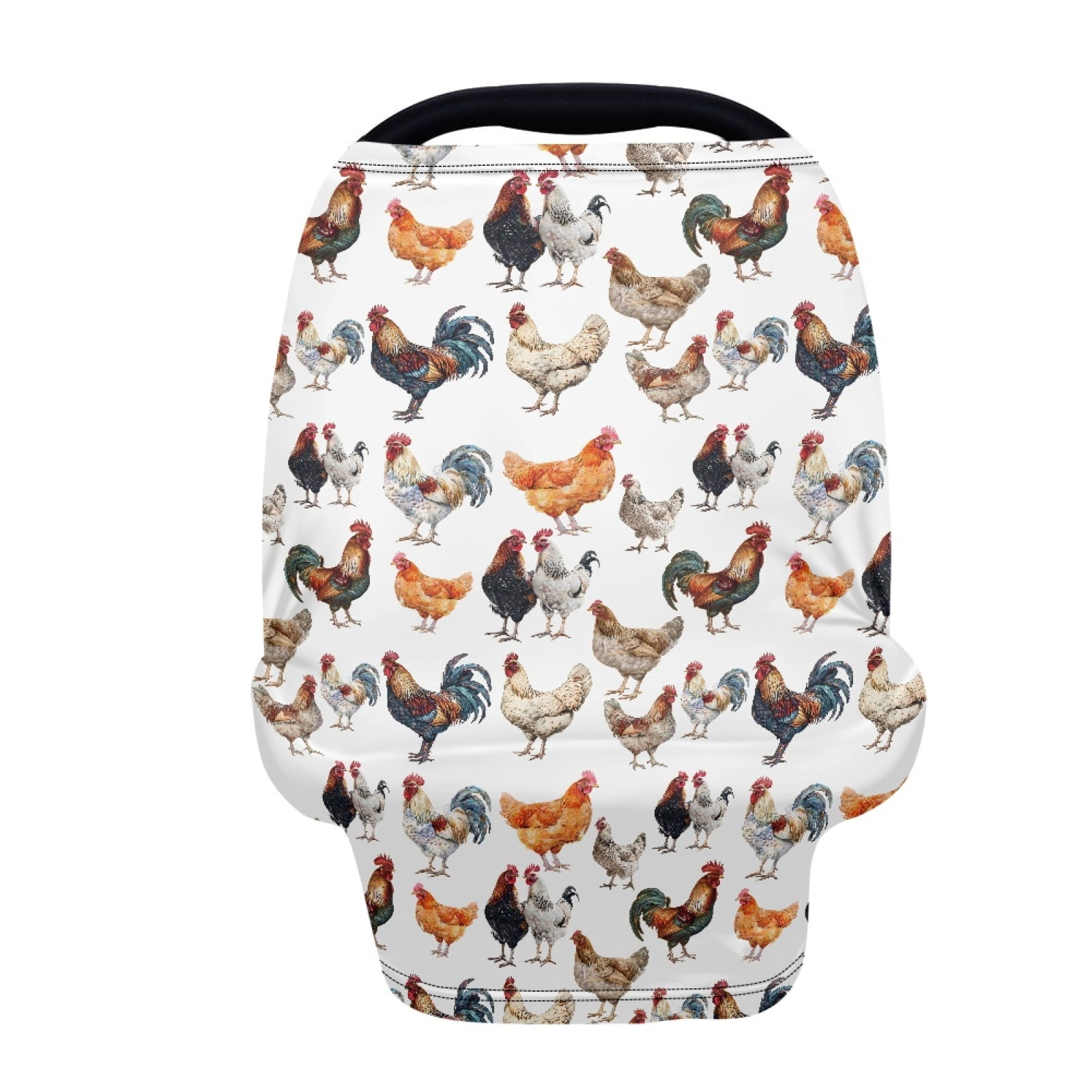 Renewold Rooster White Baby Car Seat Covers, Chicken Print Nursing ...