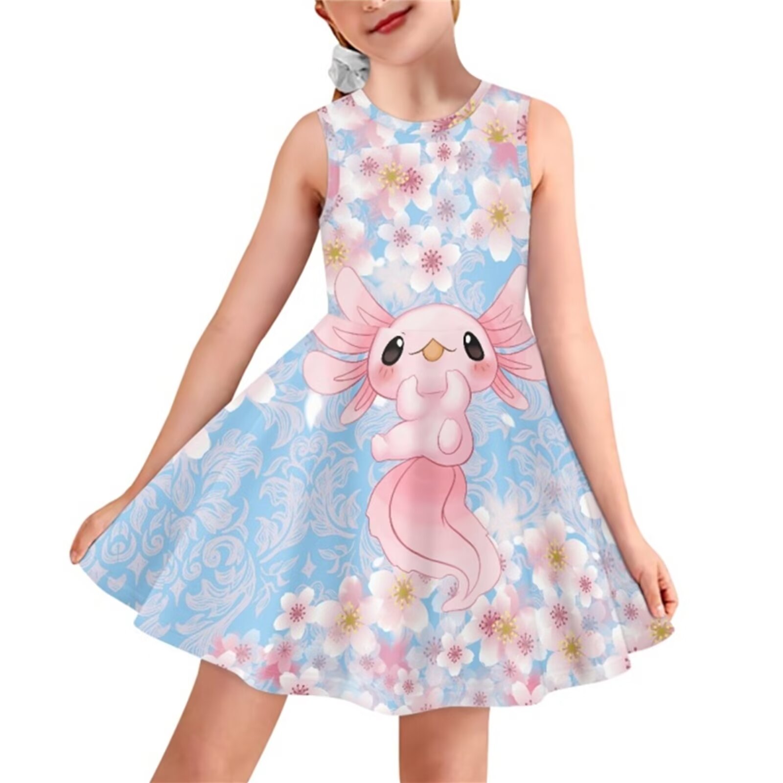 Renewold Sakura Axolotl Sleeveless Princess Dresses for Girls Holiday ...