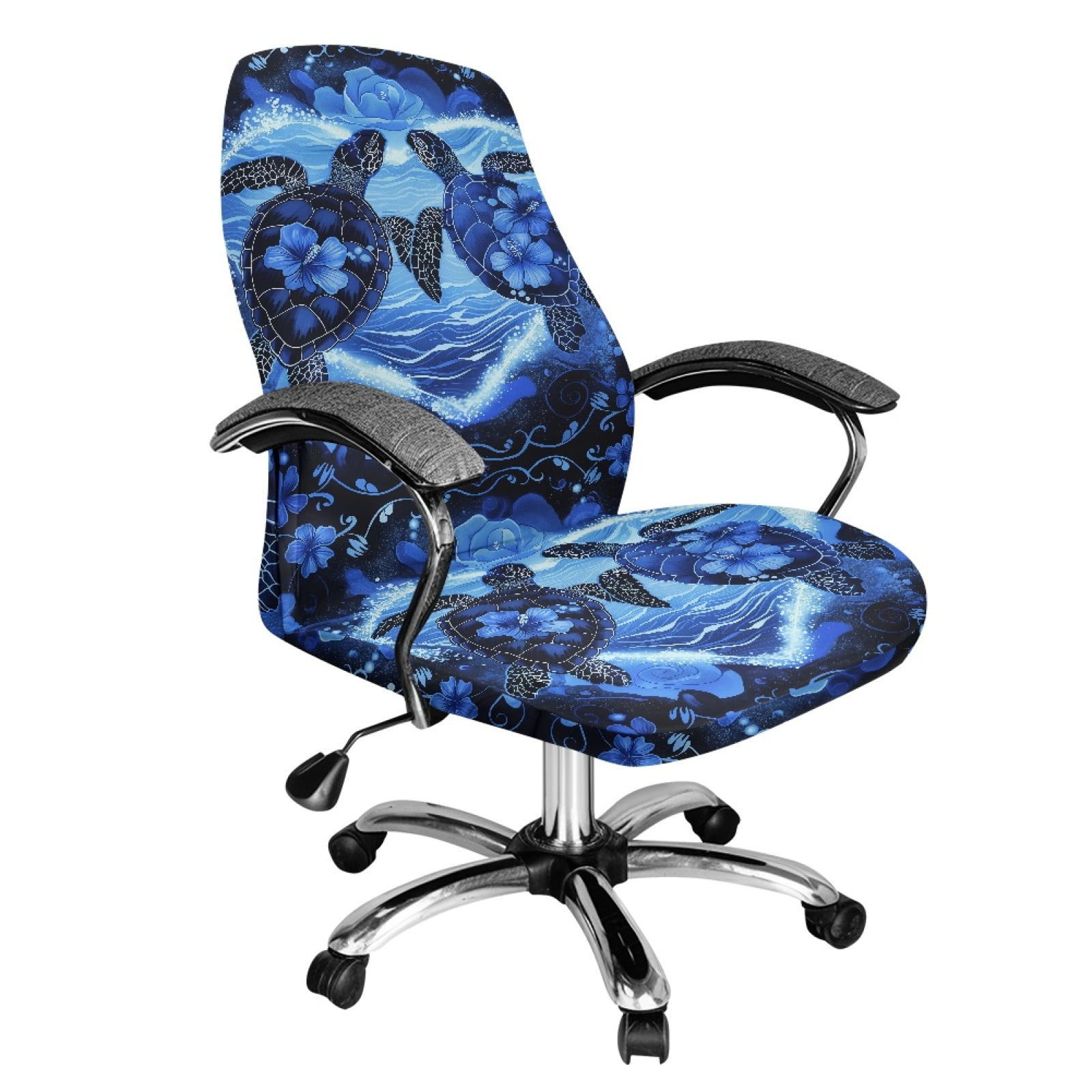 Renewold Sea Turtle Flower Blue Office Chair Cover Universal Stretch ...