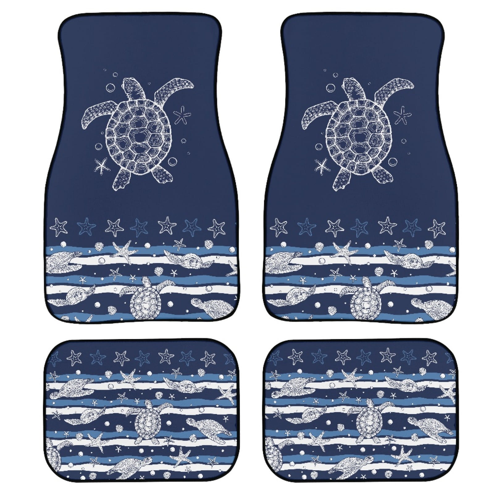 Renewold Sea Turtle Starfish Navy Blue Car Floor Mats 4 Pieces ...