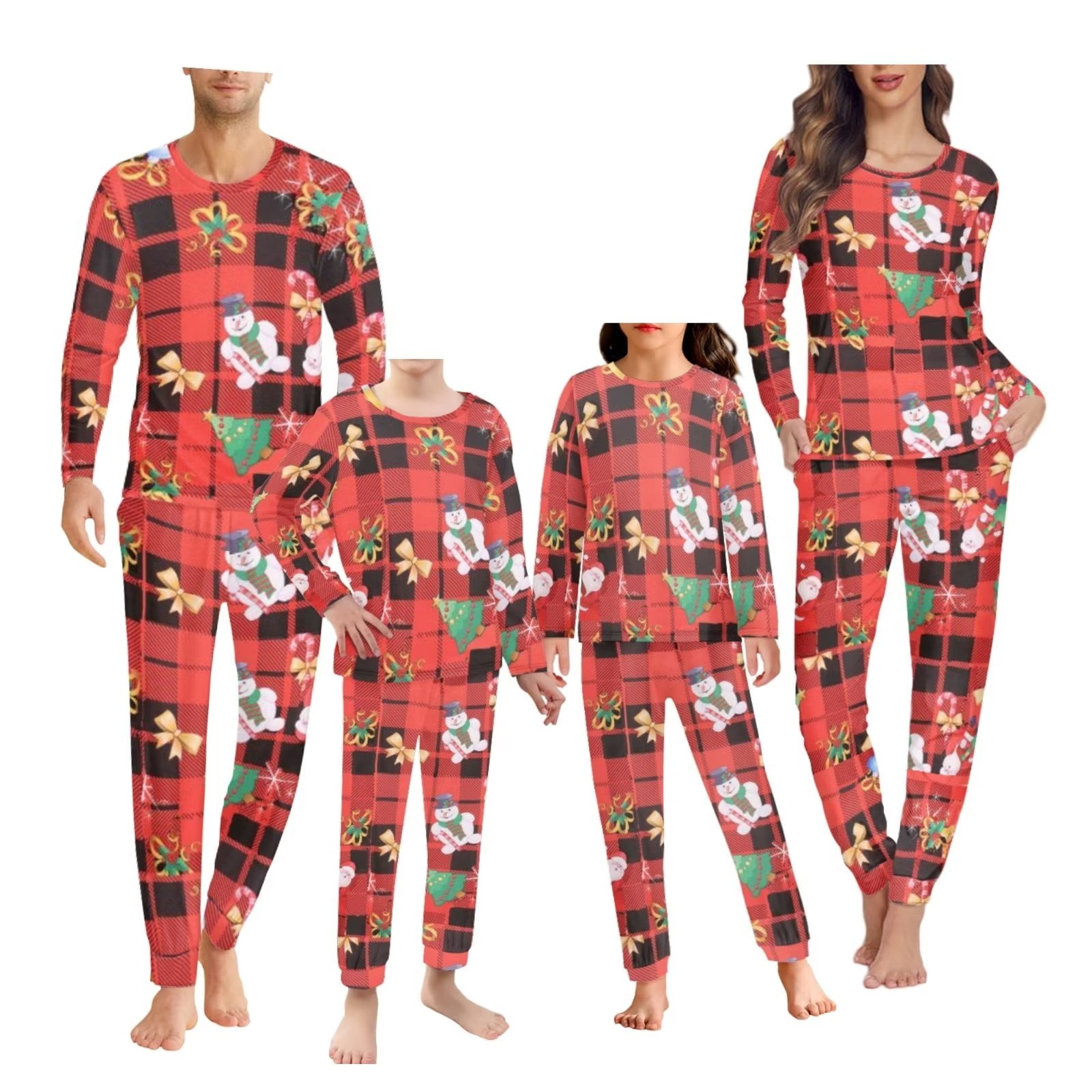 Renewold Snowman Bow Family Pajama Sets 2 Pieces Women Christmas ...
