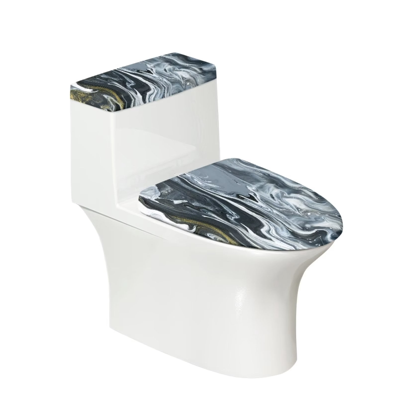 Renewold Stain-Resistant Toilet Tank Lid Covers Gray Marble Stripes ...