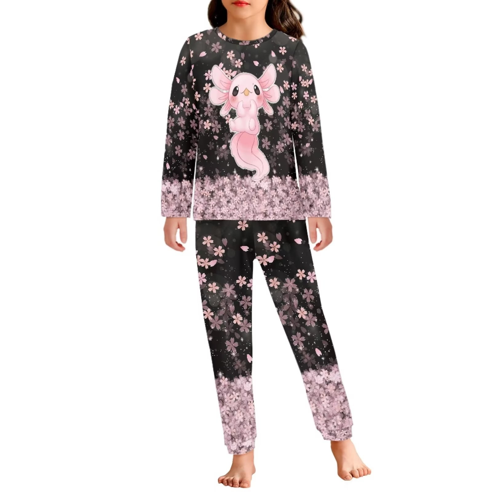 Renewold Stylish Sakura Axolotl Pajamas for Teen Girls 3-4Y Breathable ...