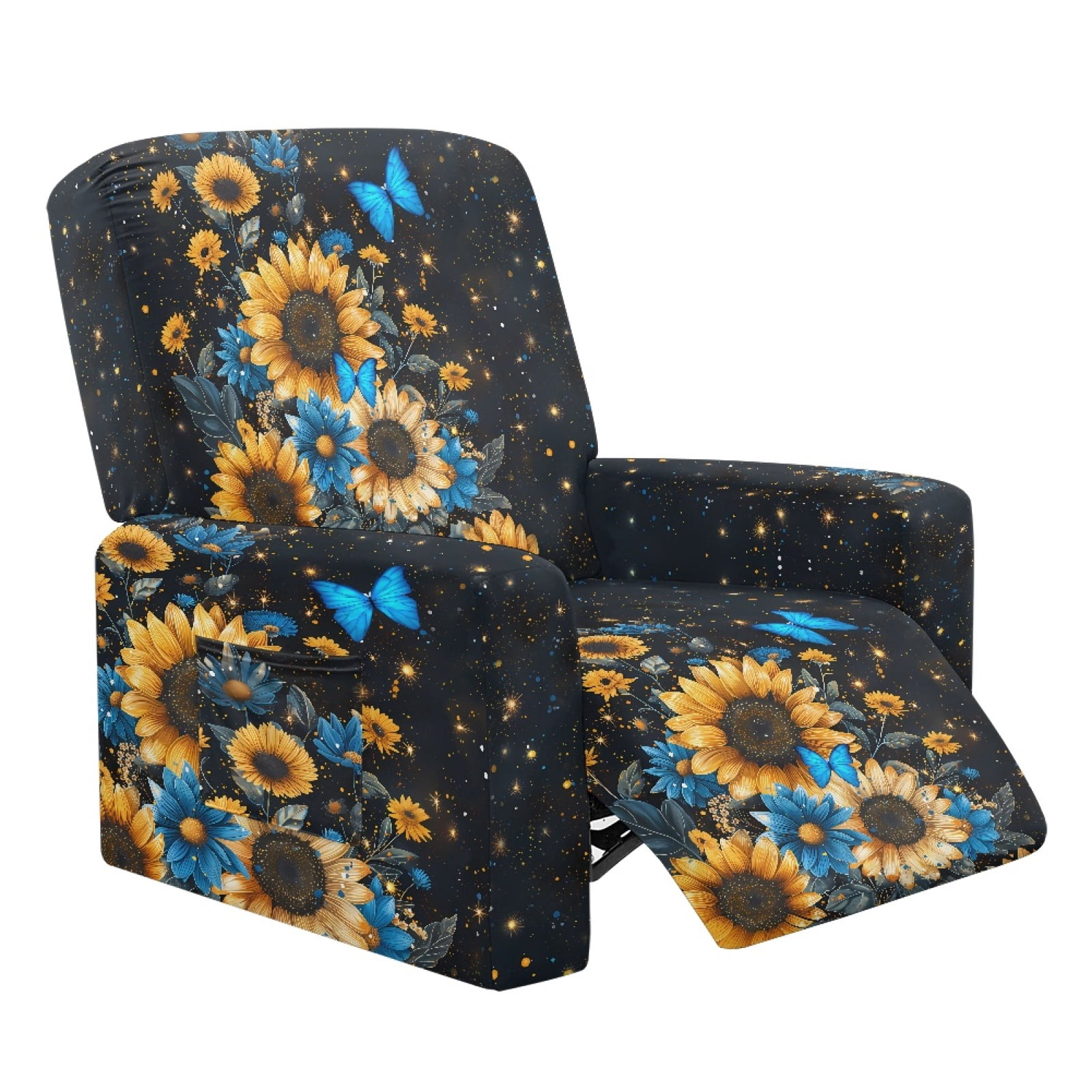 Renewold Sunflower Butterfly Galaxy Oversized Recliner Cover Stay in ...