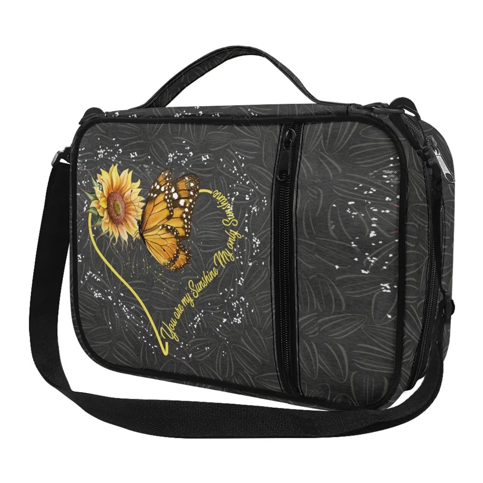 Renewold Sunflower Butterfly Love Print Bible Case with Shoulder Strap Protective Bible Bag with ...