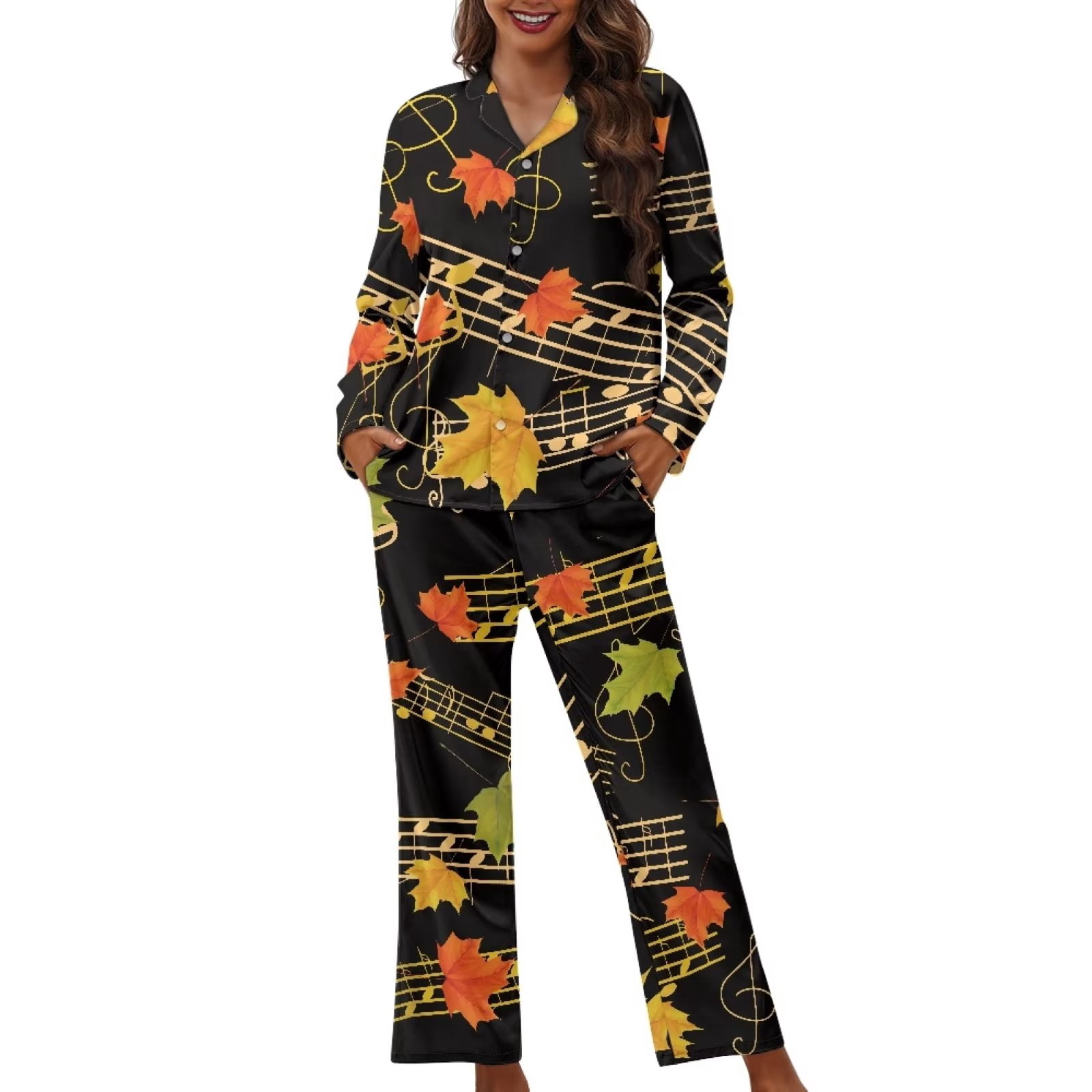 Renewold Thanksgiving Button Down Pajamas for Women Plus Size S Fall ...