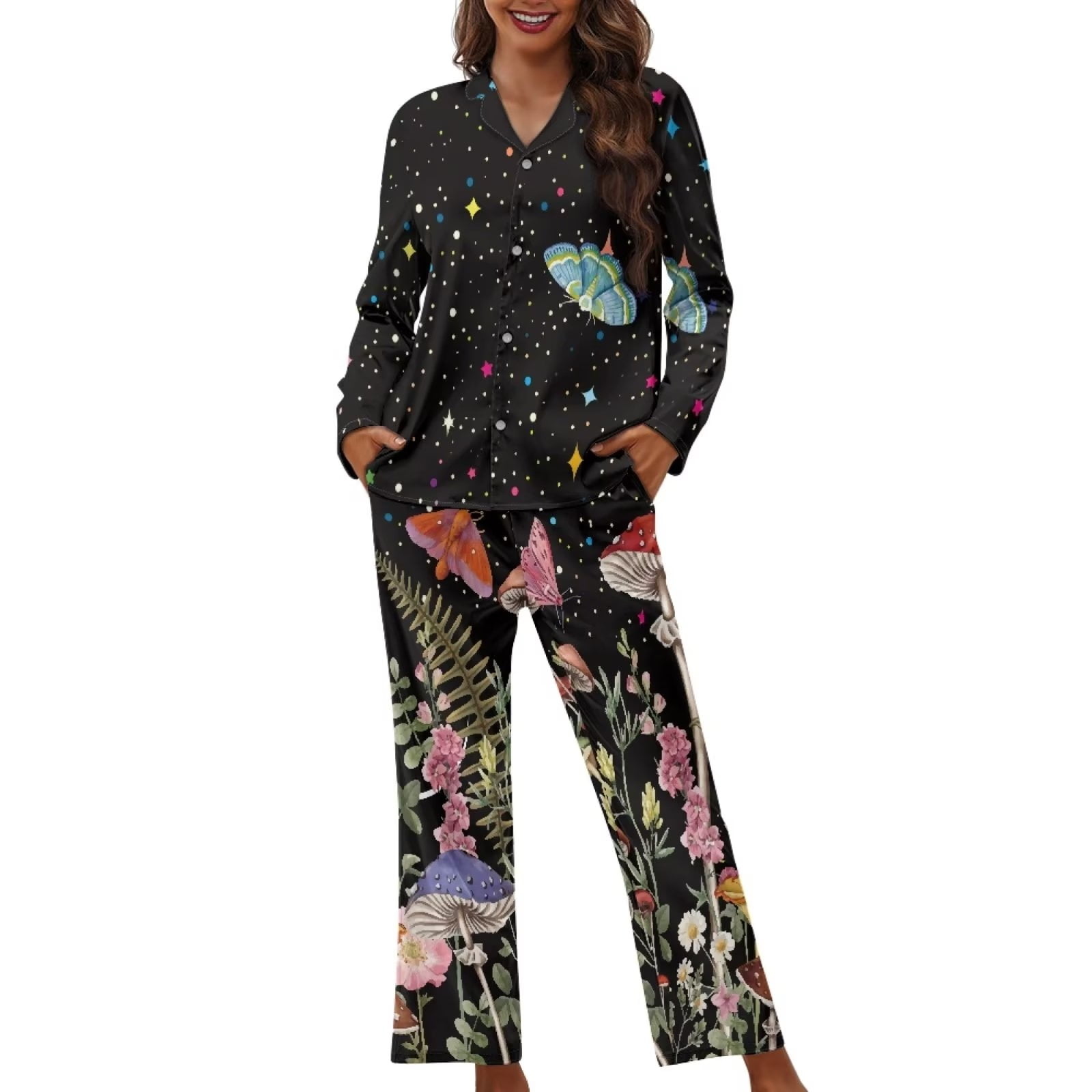 Renewold Thermal Button Pajama Set Pants 2 Packs Aesthetic Mushroom ...