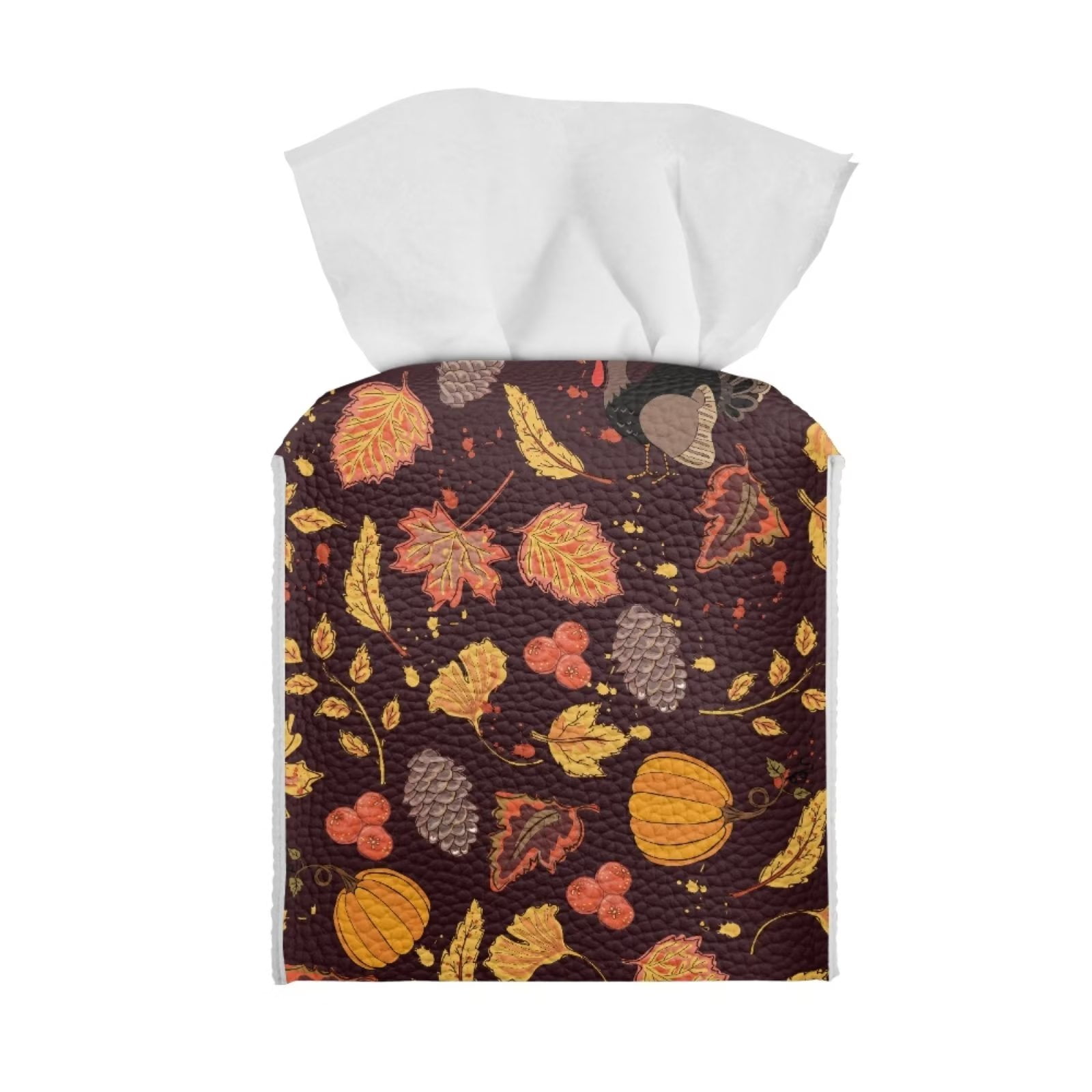 Renewold Tissue Holder Fall Maple Leaves Pine Cones Tissues Cube Box ...