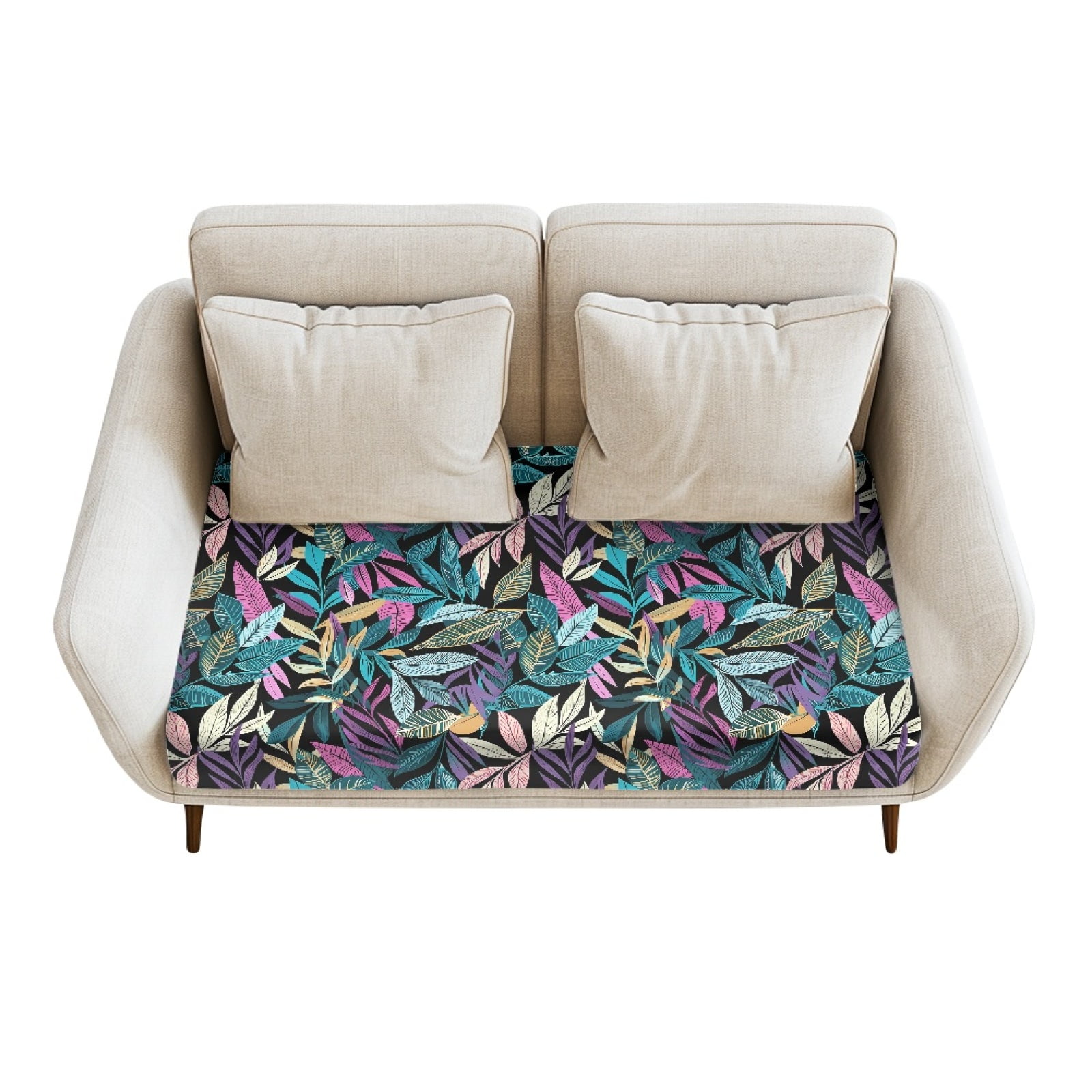 Renewold Tropical Leaf Blue Stretch Sofa Seat Cushion Slipcover Soft ...